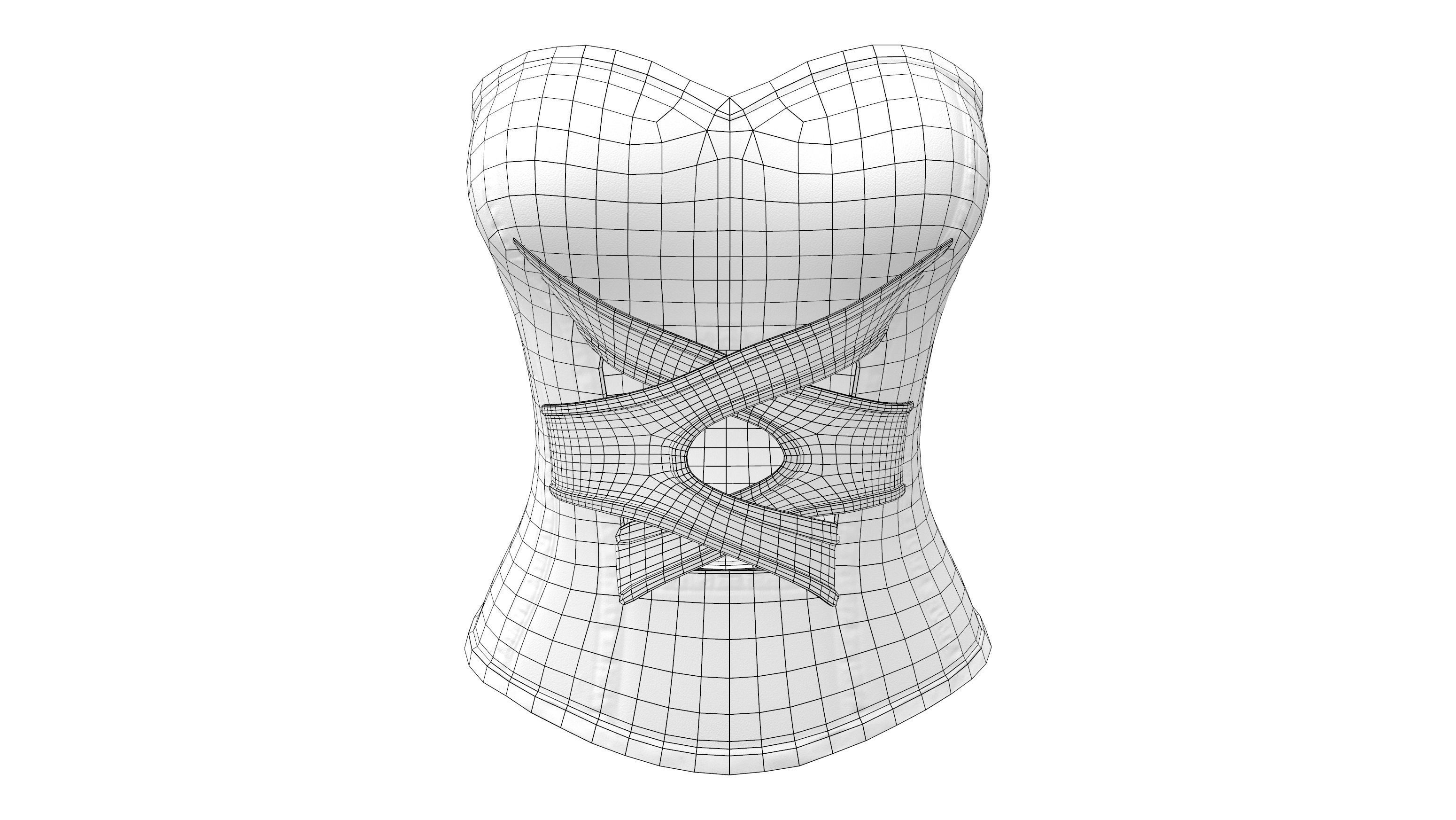 3D model Black Faux Leather Overbust Corset VR / AR / low-poly | CGTrader