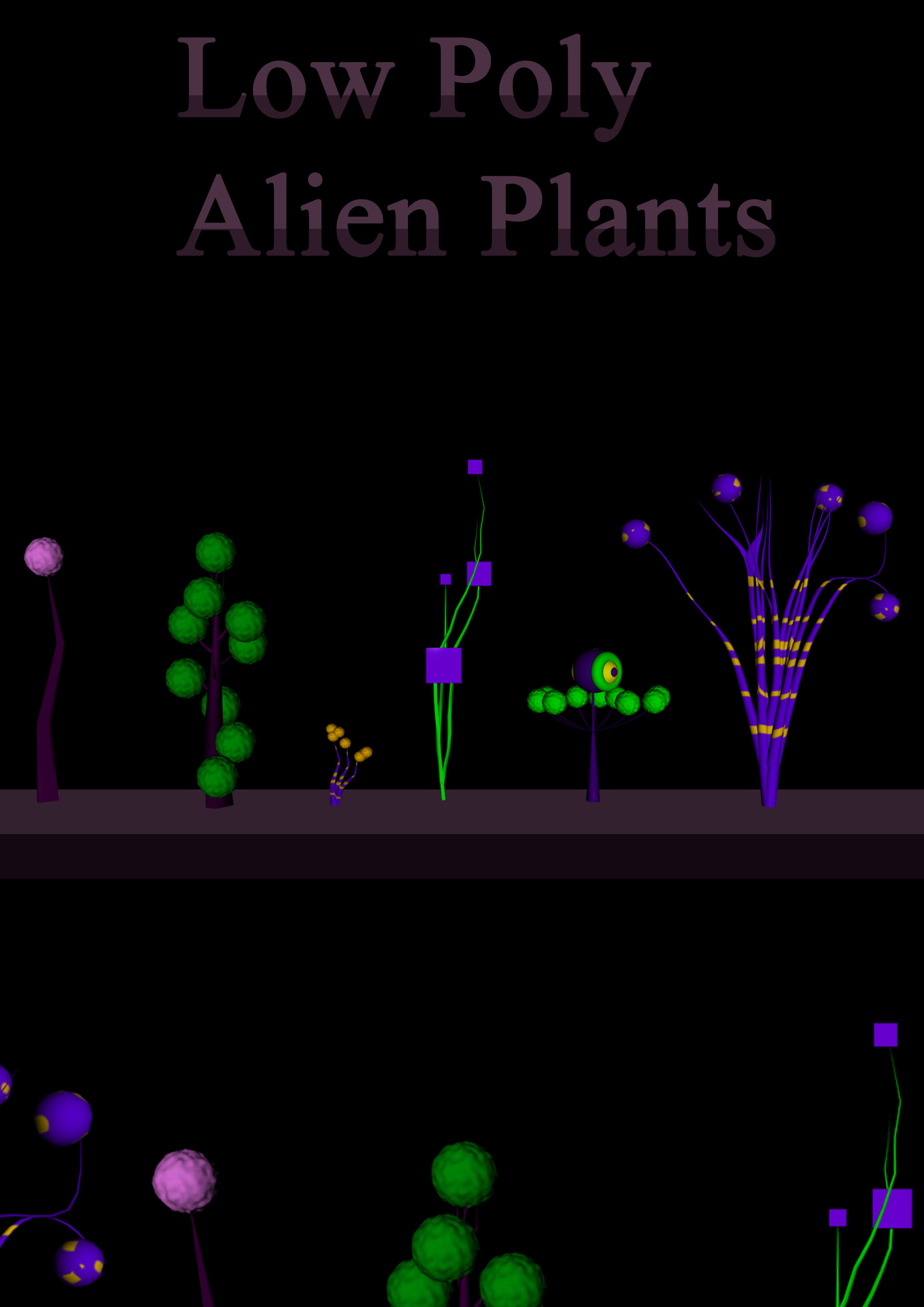 Retro Low poly ALIEN PLANTS free VR / AR / low-poly 3D model | CGTrader