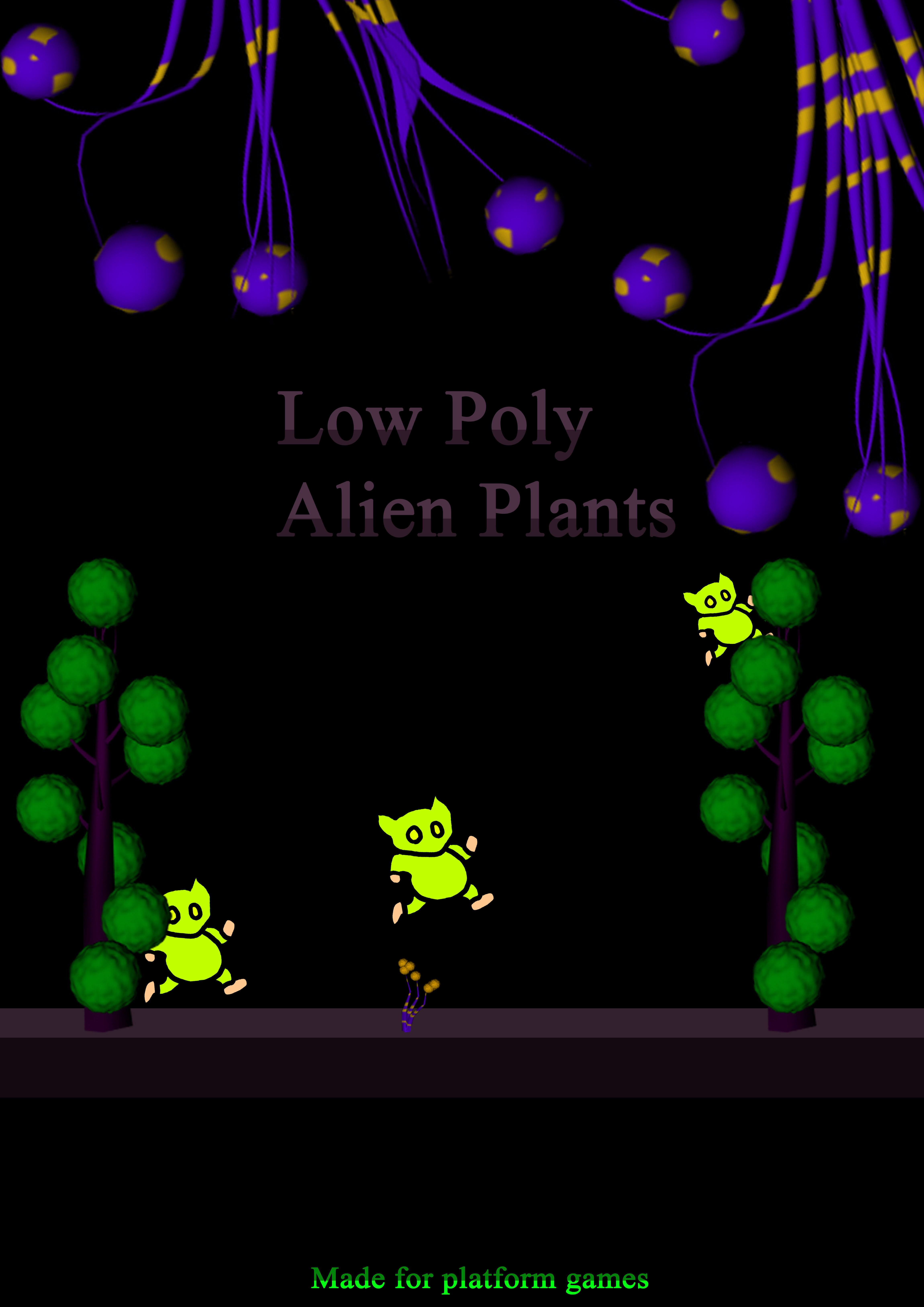 Retro Low poly ALIEN PLANTS free VR / AR / low-poly 3D model | CGTrader