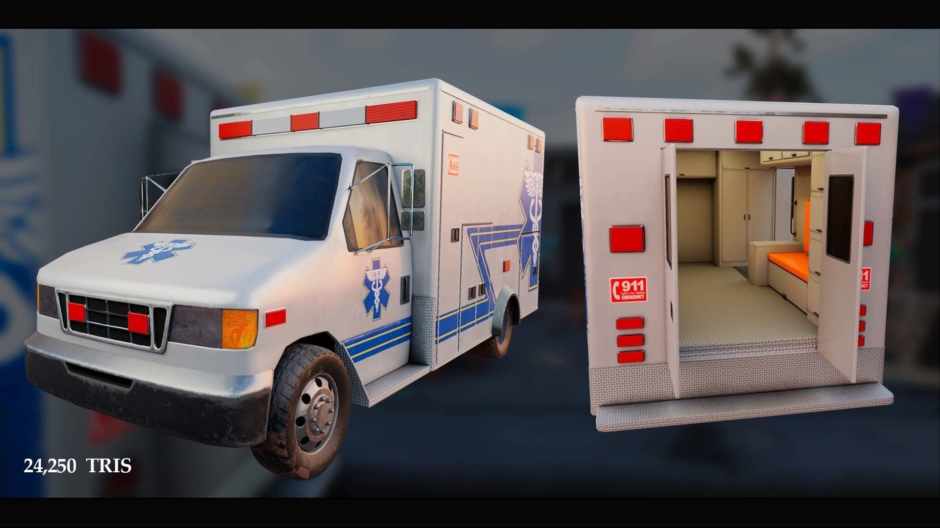 3D model Ambulance Box Truck Rigged INTERIOR EXTERIOR VR / AR / low ...