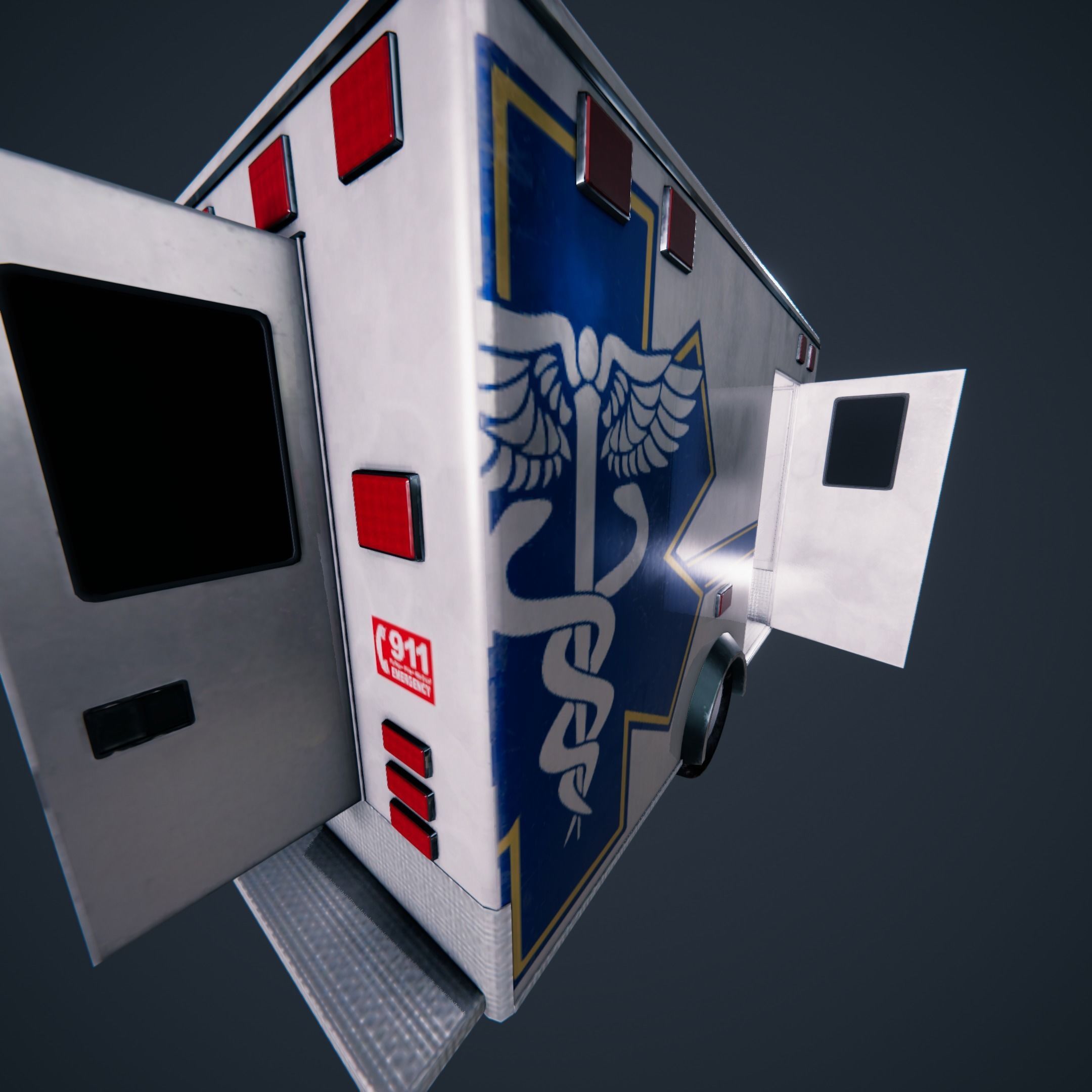 3D model Ambulance Box Truck Rigged INTERIOR EXTERIOR VR / AR / low ...