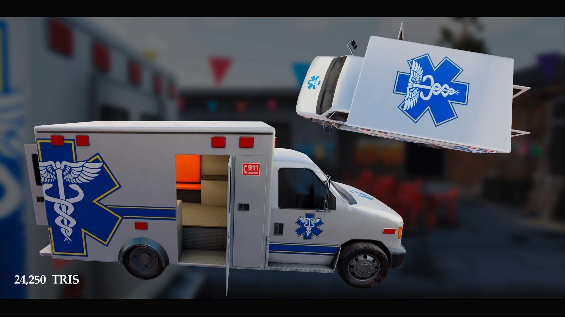 3D model Ambulance Box Truck Rigged INTERIOR EXTERIOR VR / AR / low ...