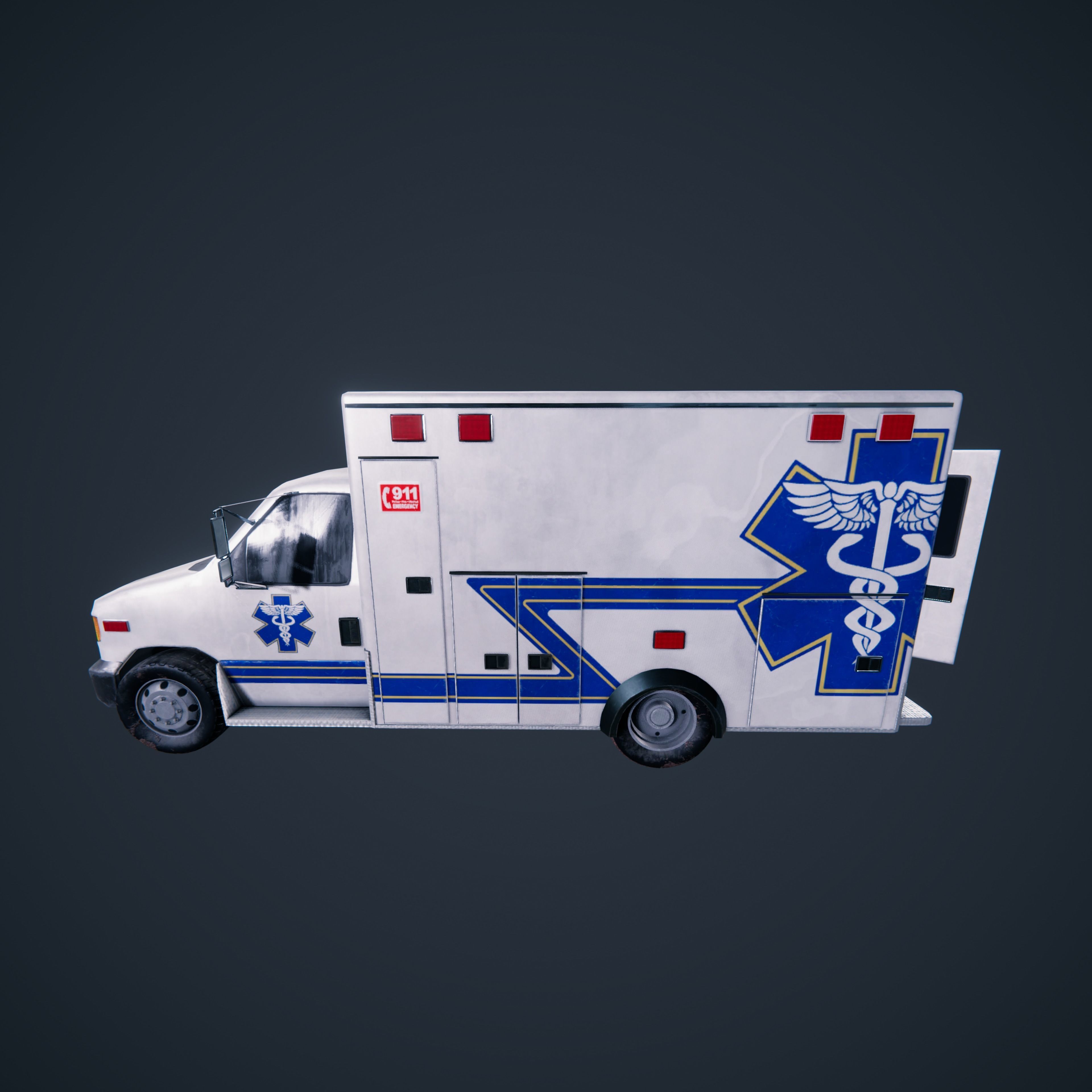 3D model Ambulance Box Truck Rigged INTERIOR EXTERIOR VR / AR / low ...