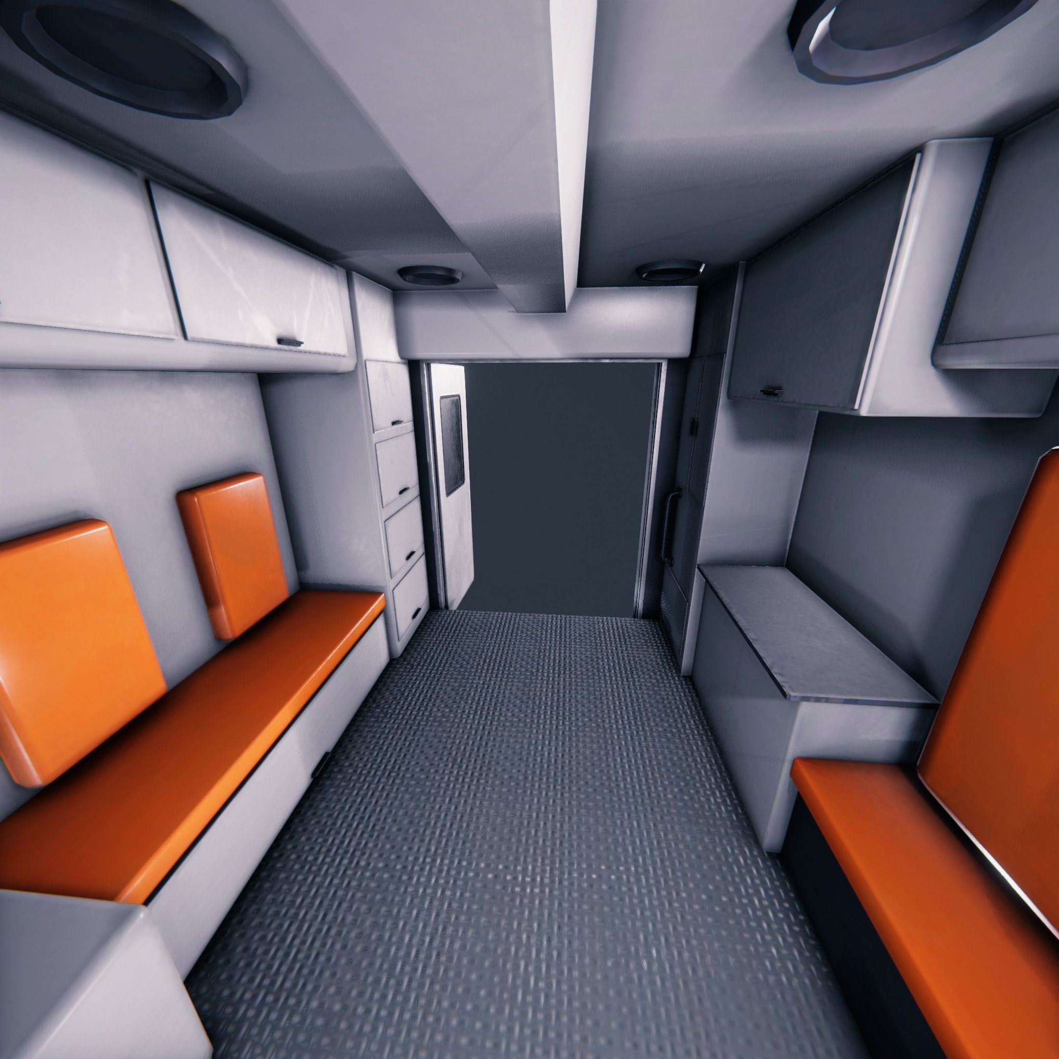 3D model Ambulance Box Truck Rigged INTERIOR EXTERIOR VR / AR / low ...