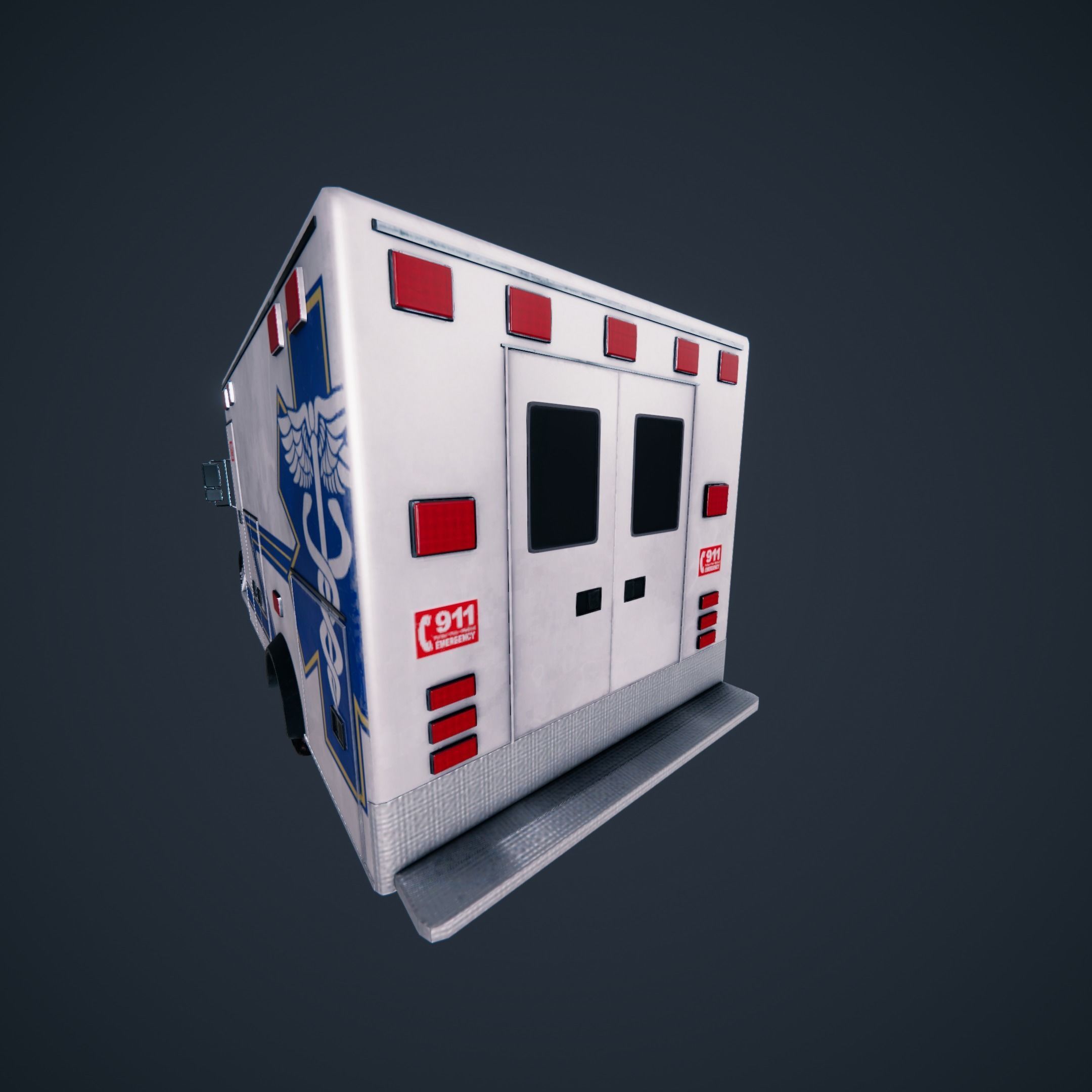3D model Ambulance Box Truck Rigged INTERIOR EXTERIOR VR / AR / low ...