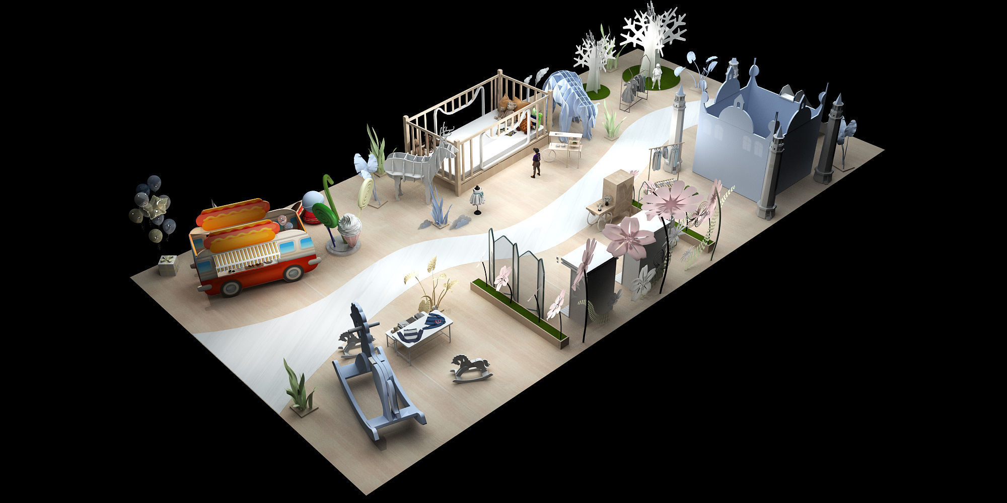 Children products booth pop up store 3D model | CGTrader