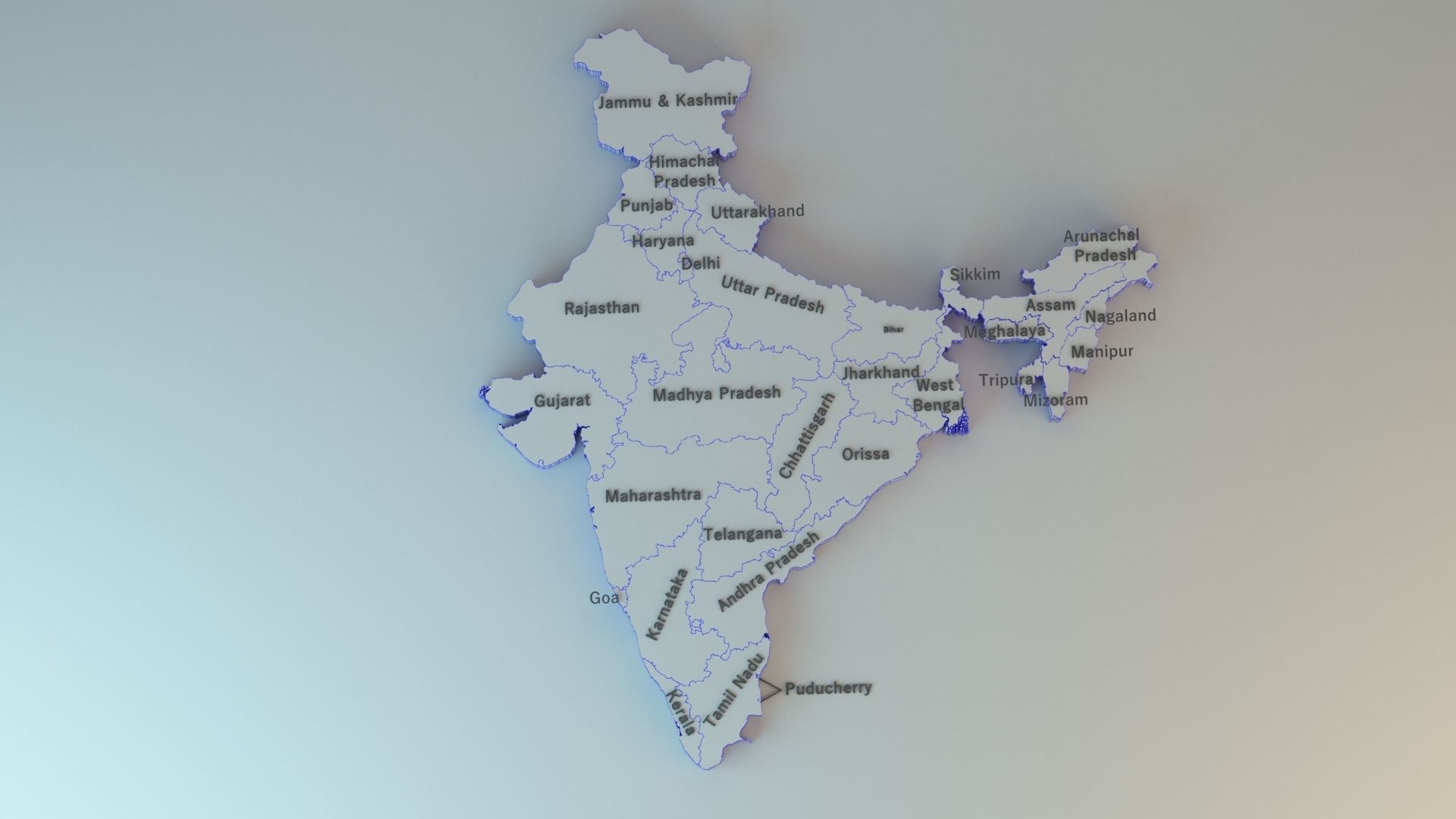 3D model India Map with states name low poly 3d model VR / AR / low ...