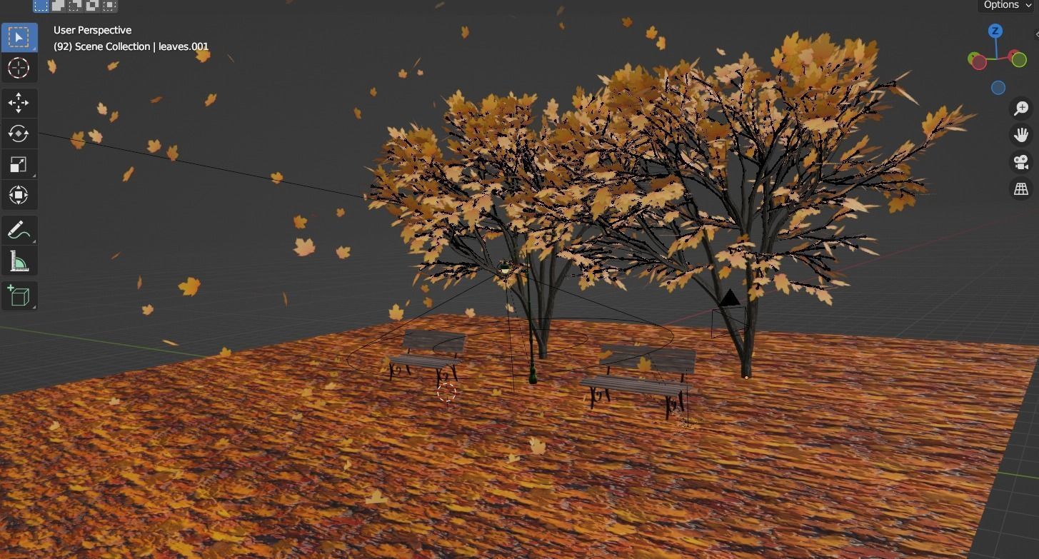 3D model Autumn Falling Leaves Project Blender VR / AR / low-poly ...