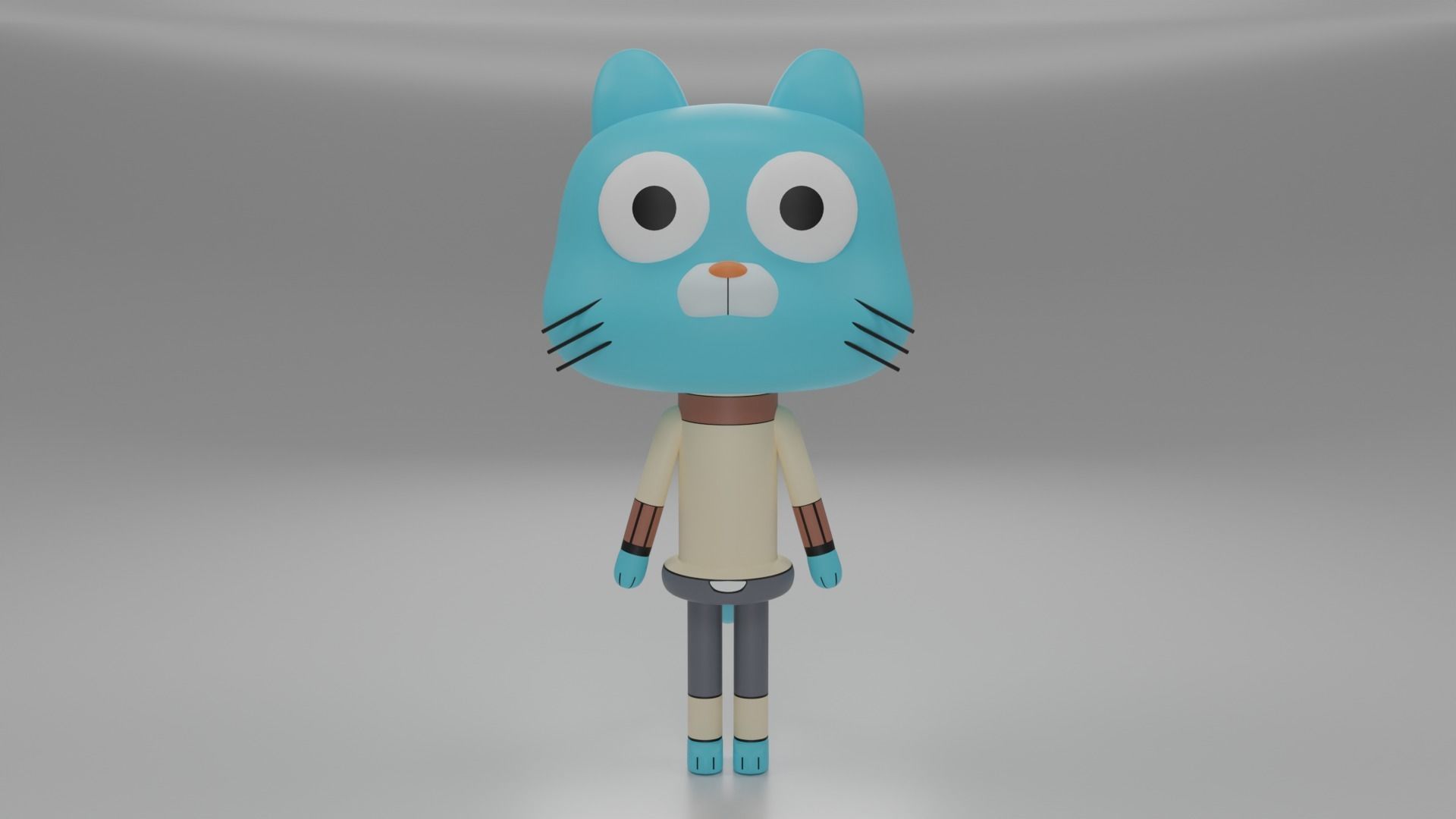 Gumball 3D Model cat with big eyes free VR / AR / low-poly 3D model ...