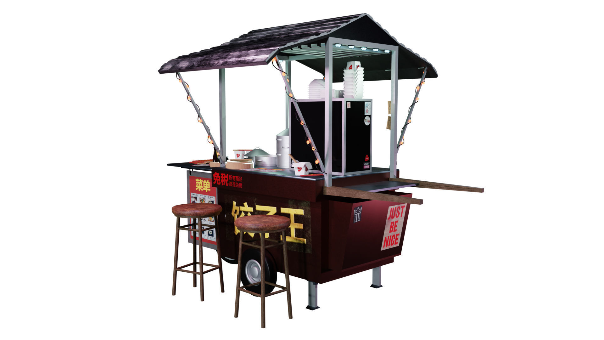 Asian Food Stand 3D model | CGTrader