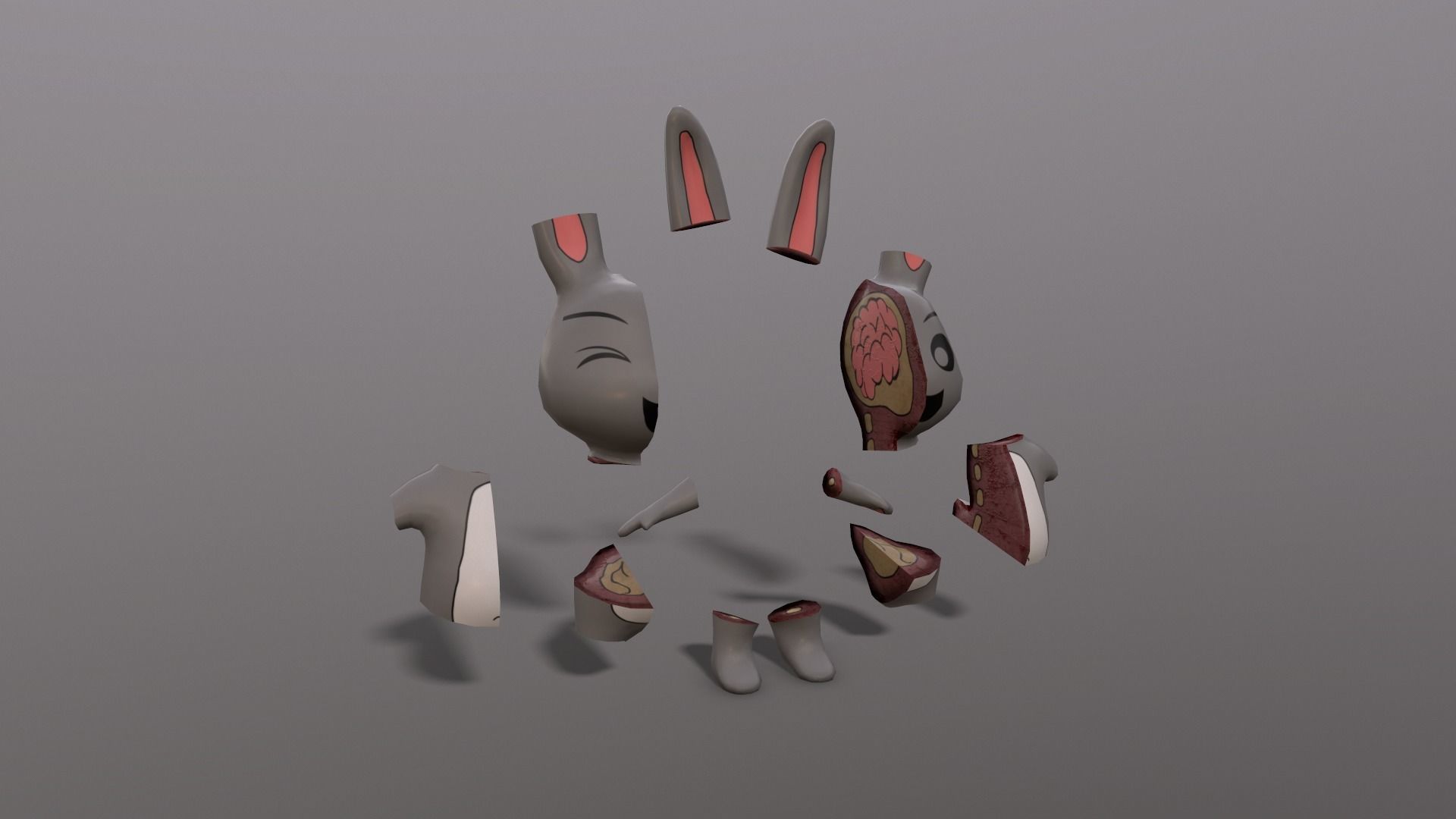 3D model Comic Rabbit Bunny Jump and Run Egypt Splatter Set VR / AR ...