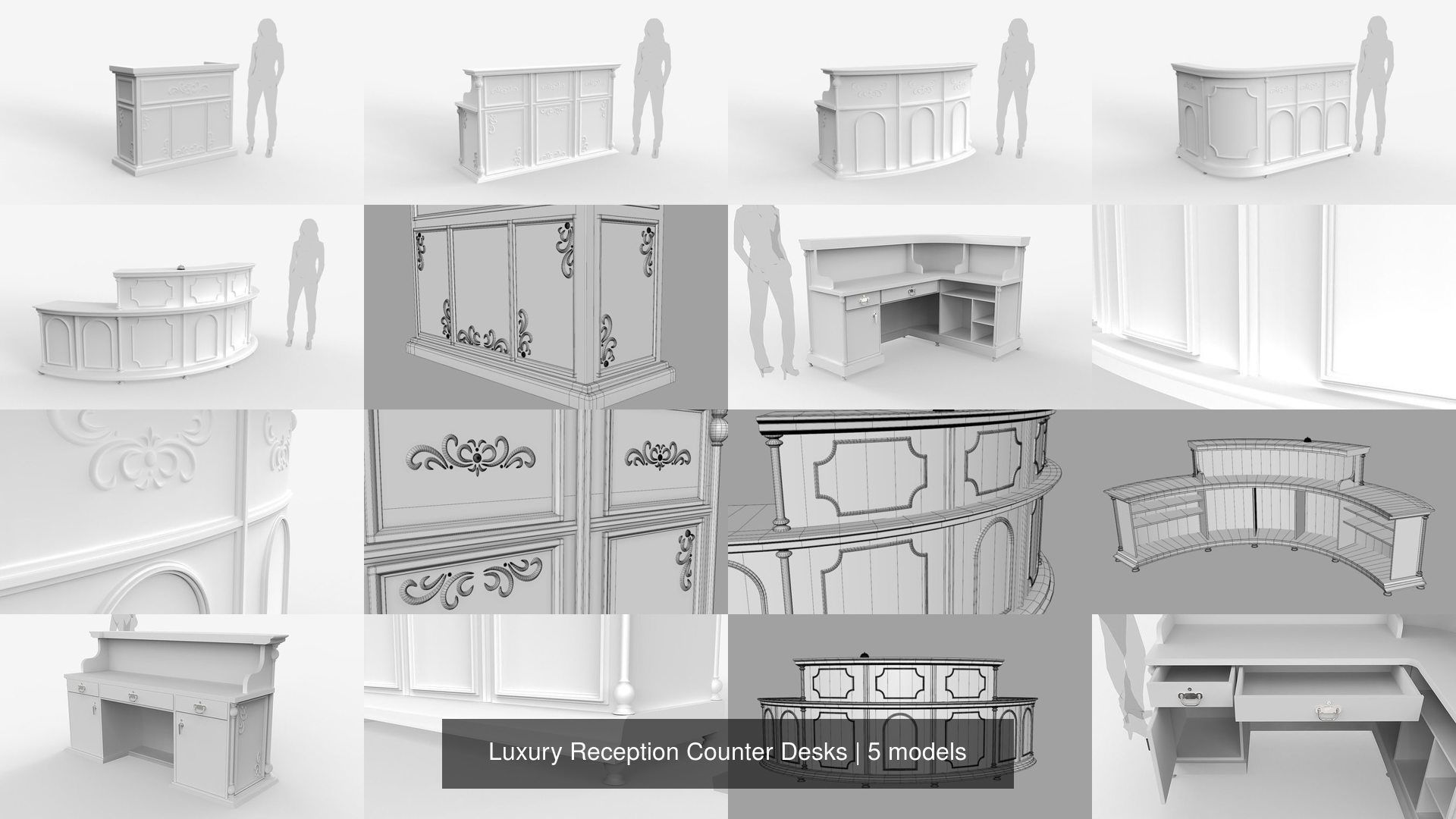 Luxury Reception Counter Desks 3D Model Collection | CGTrader