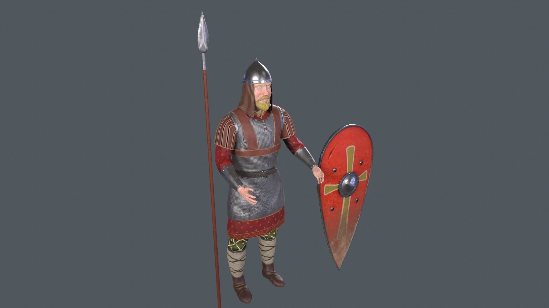 Warrior medieval knight holding shield and sword free VR / AR / low ...