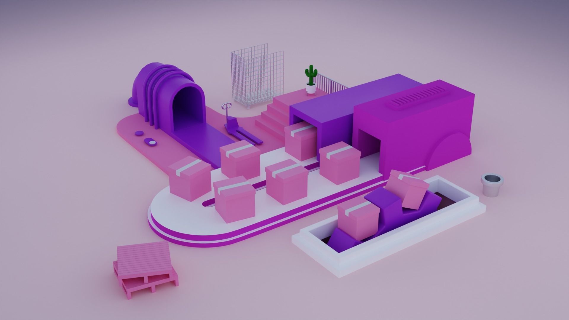 Box Packing Facility Art 3D model | CGTrader