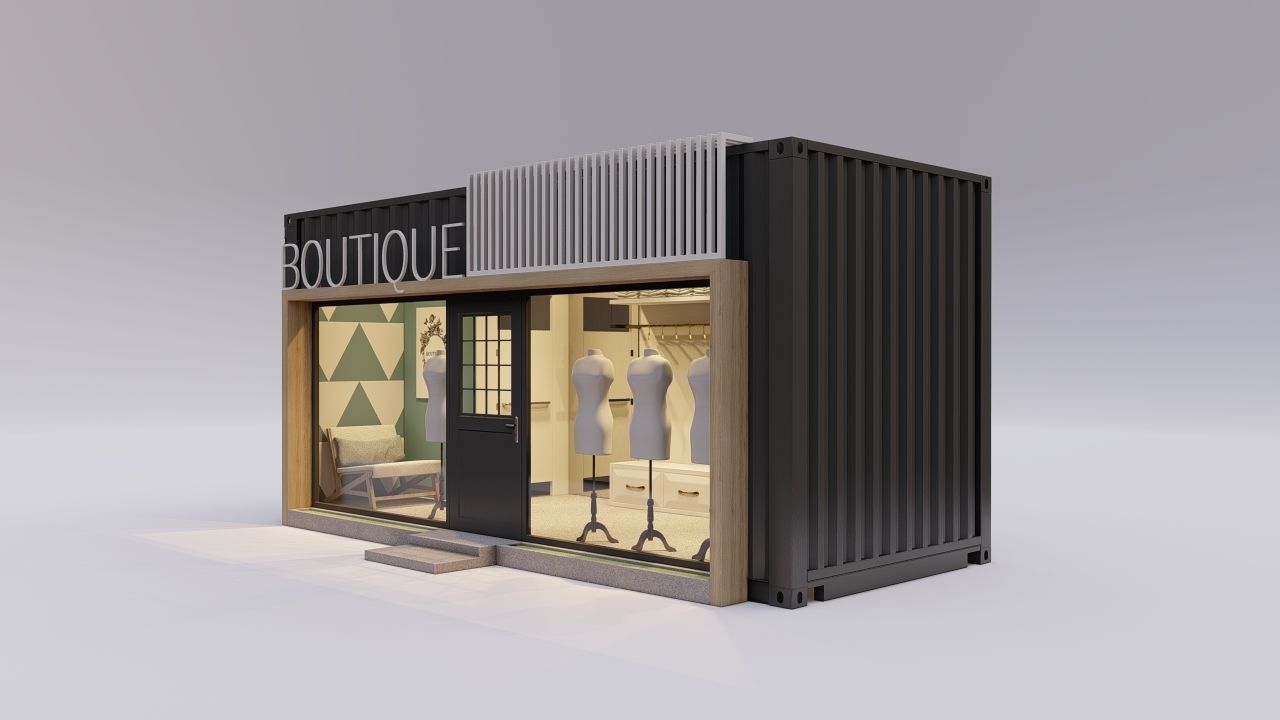 Mini Boutique Container 20ft 3D model | CGTrader