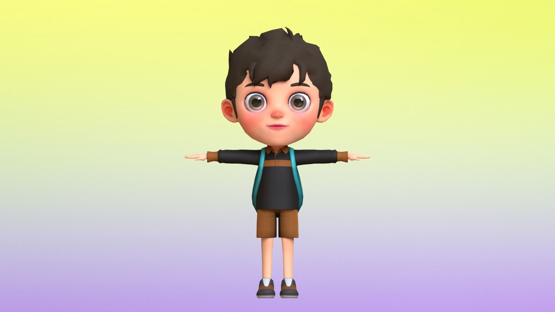 3D model Cartoon Character School Kid 2 VR / AR / low-poly | CGTrader