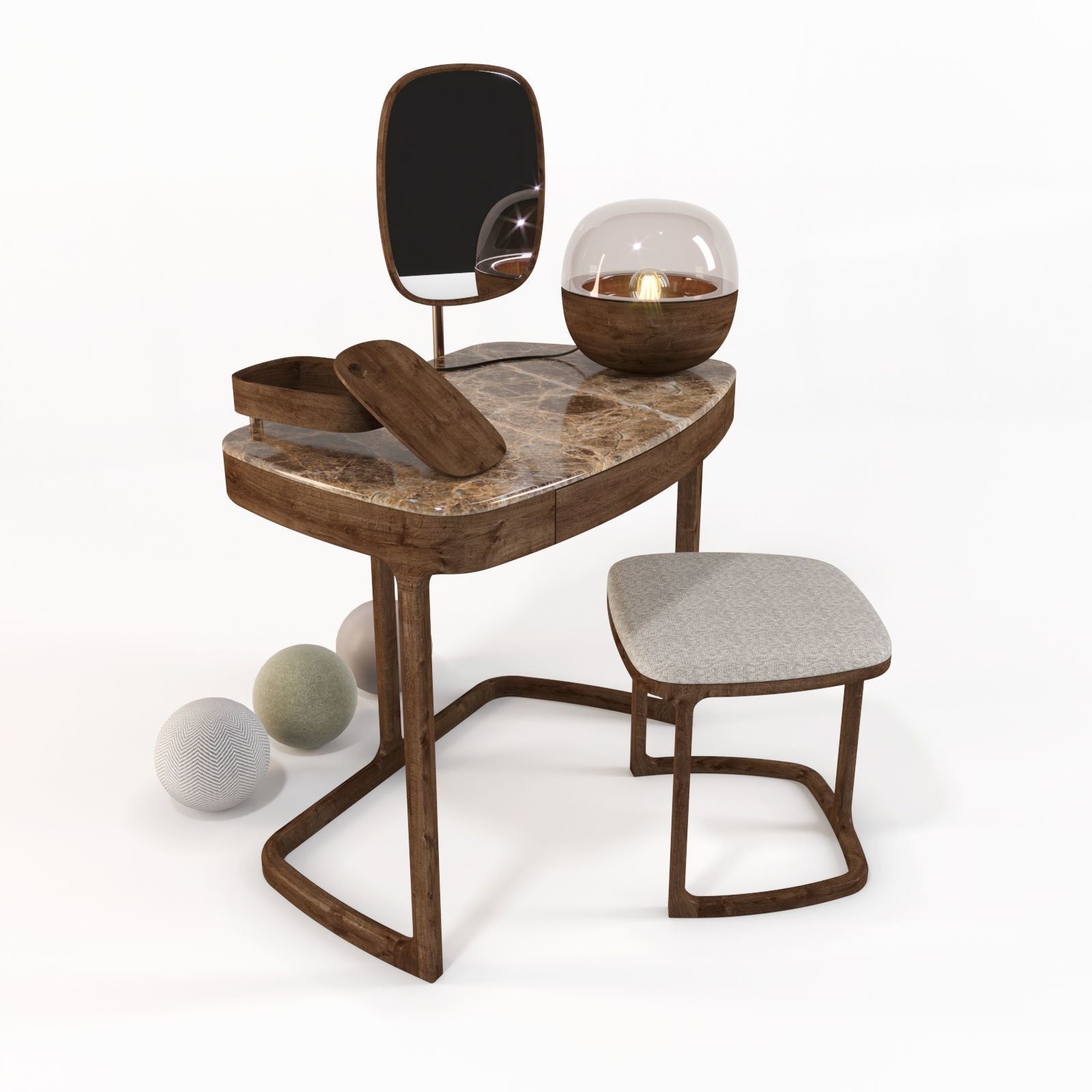 Porada - Dressing Table Maskara Coiffeuse 3D model rigged | CGTrader