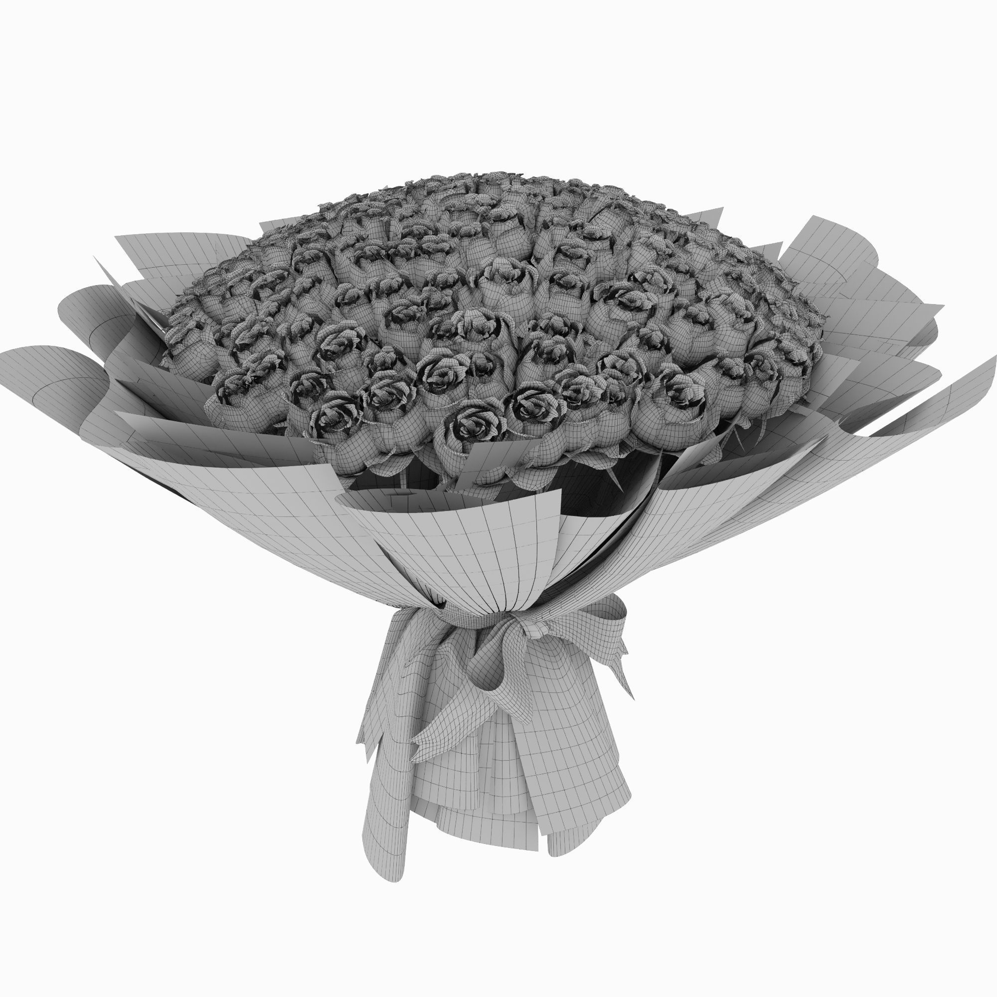 Bouquet of 100 rose roses 3D model | CGTrader