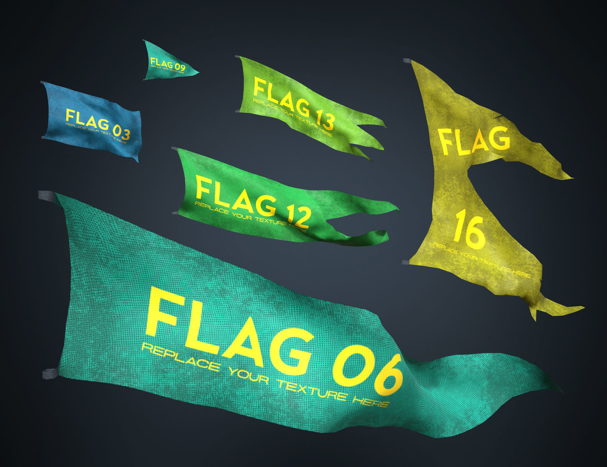 3D model 20 Fully Loop Animated Flags VR / AR / low-poly | CGTrader