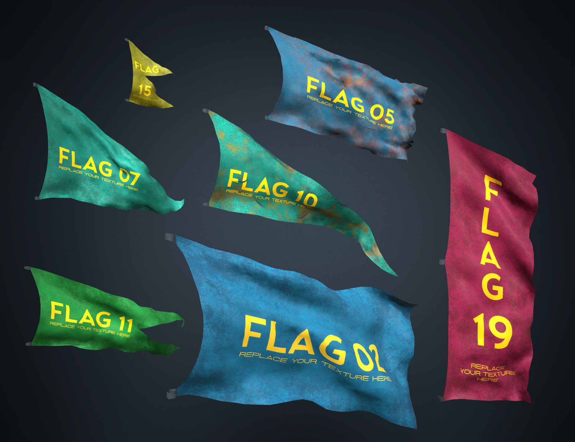 3D model 20 Fully Loop Animated Flags VR / AR / low-poly | CGTrader