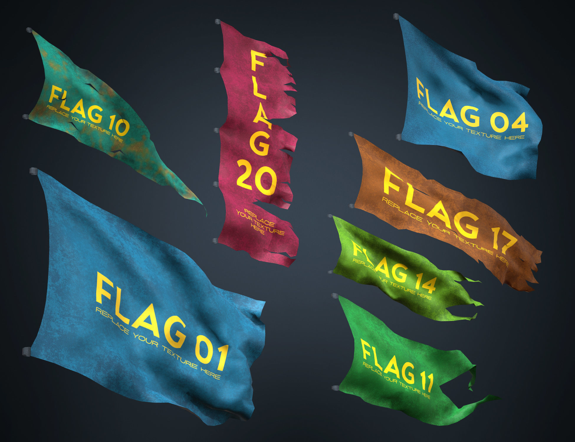 3D model 20 Fully Loop Animated Flags VR / AR / low-poly | CGTrader