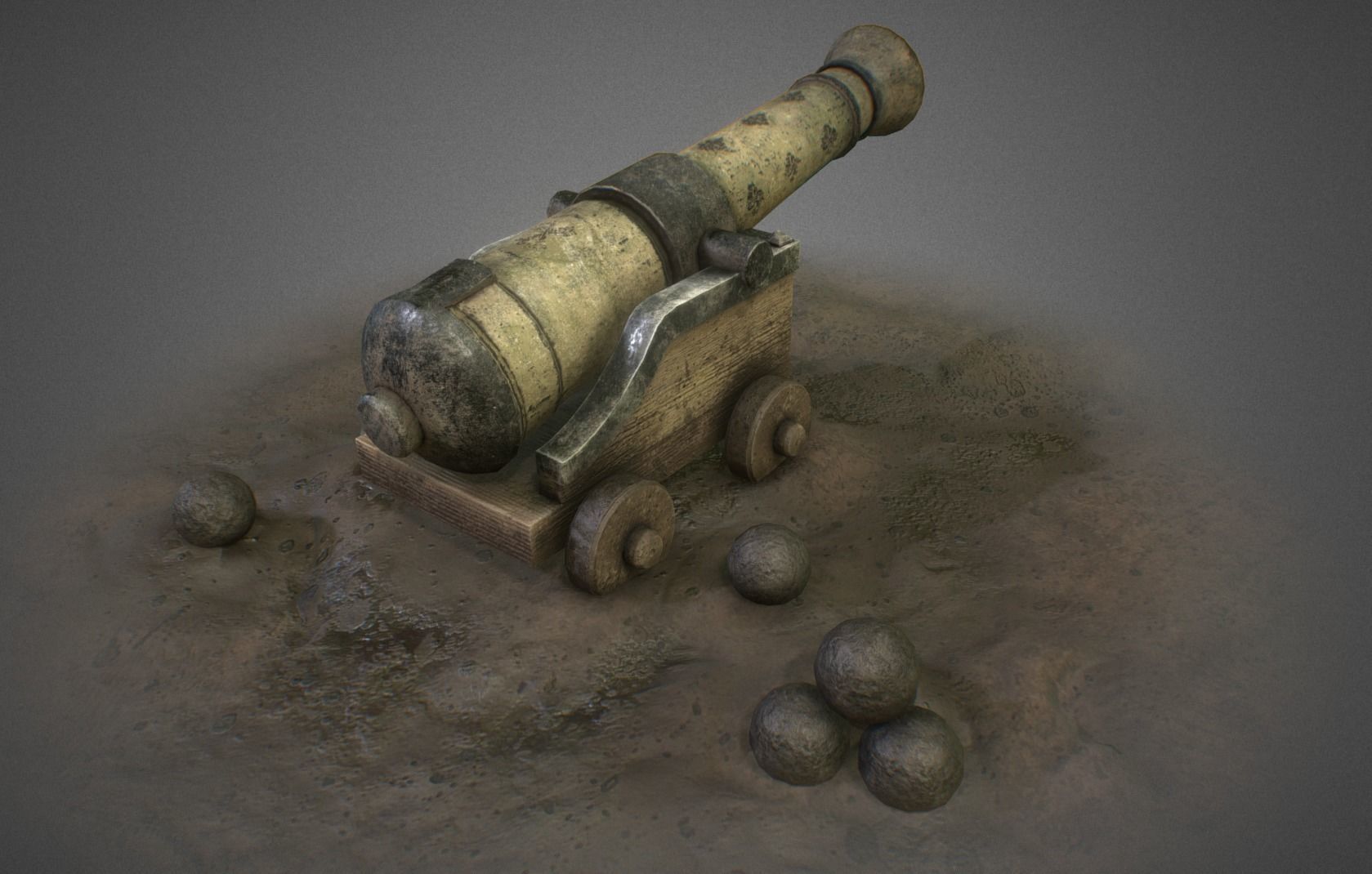 3D model Gunpowder Artillery Cannon VR / AR / low-poly | CGTrader