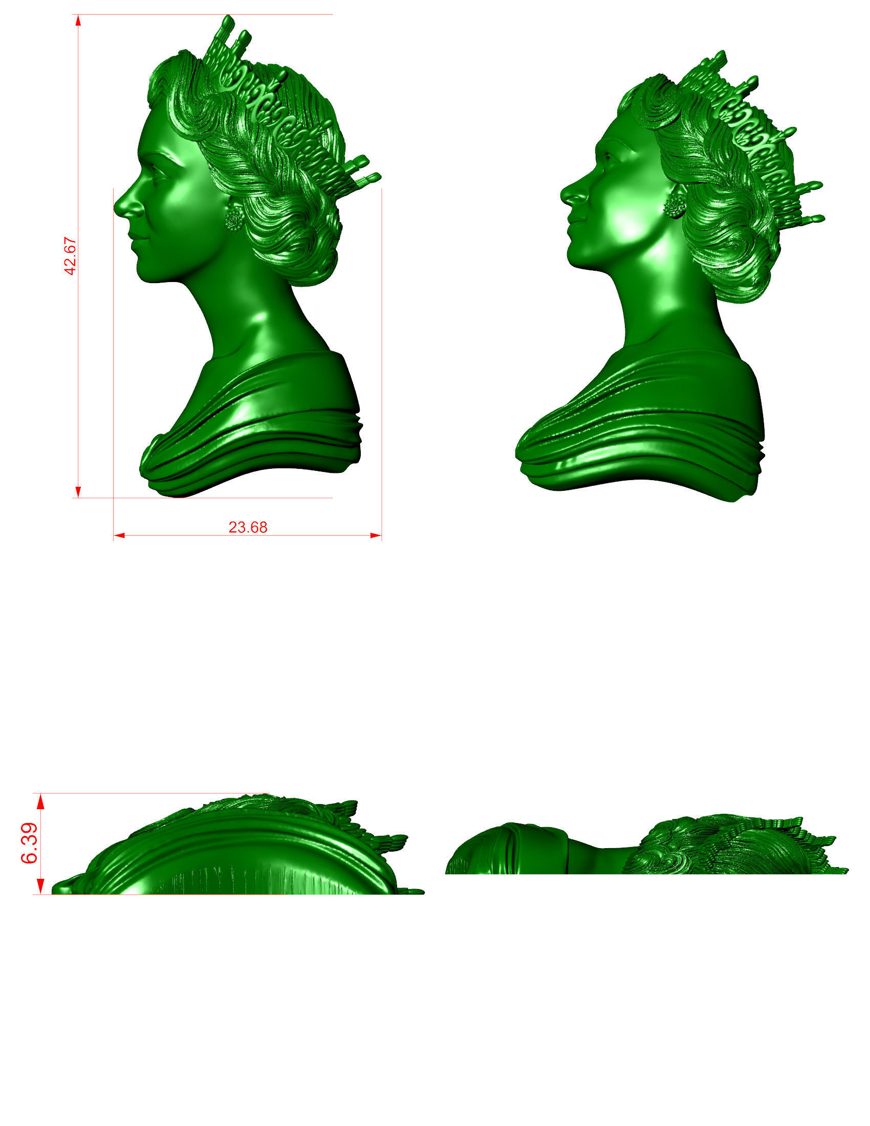 Elizabeth II Reliefs 3D model 3D printable | CGTrader