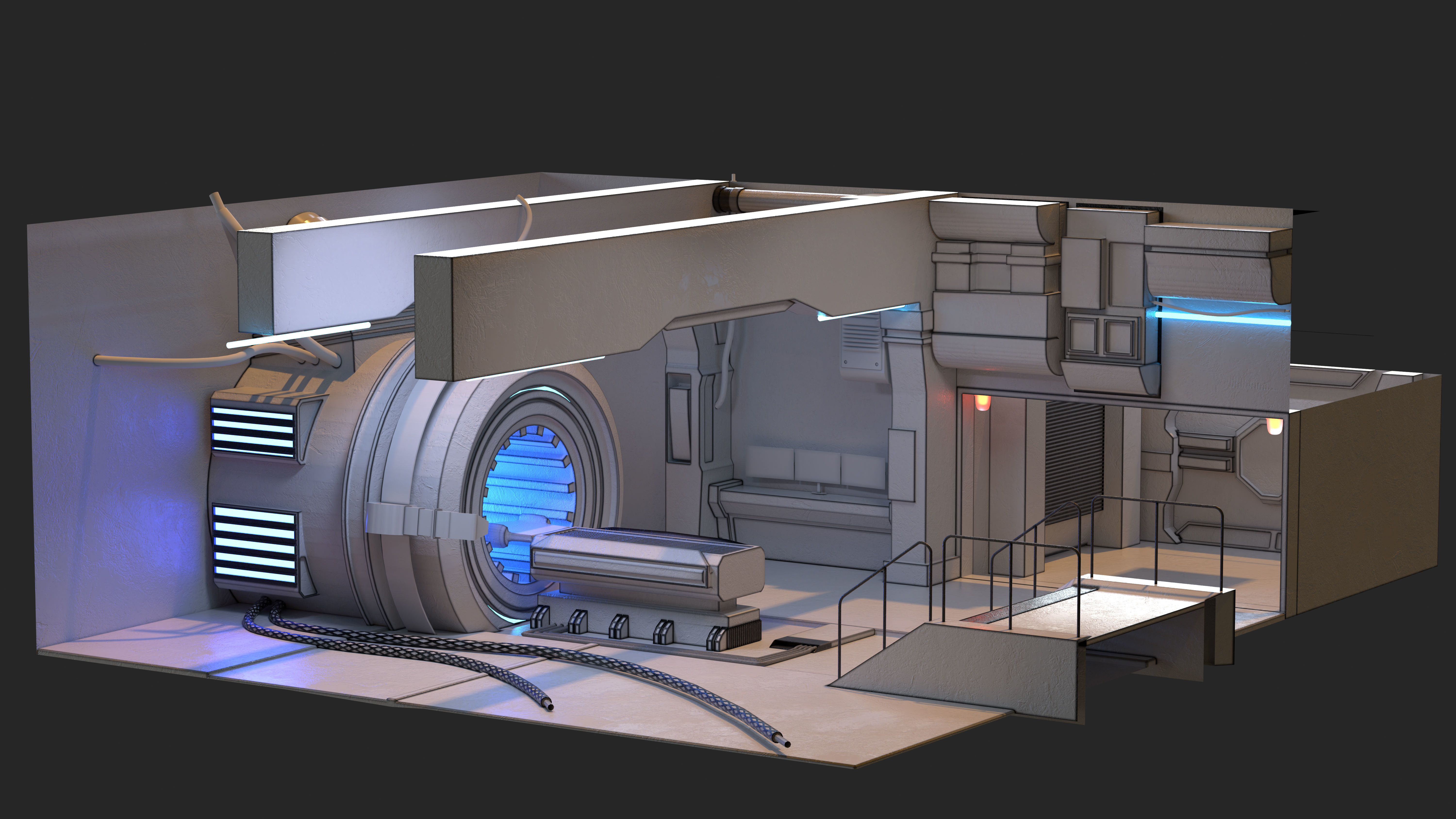 3D model Sci Fi Interior Room of Spaceship Laboratory Low Poly 3D Model ...