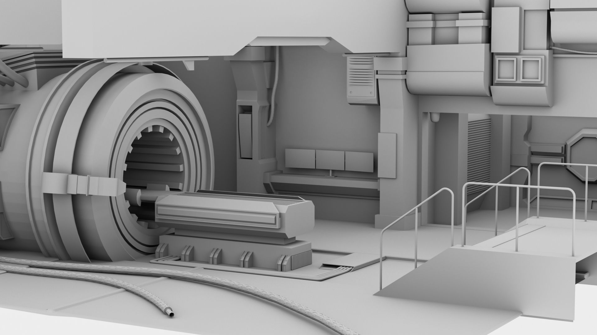 3D model Sci Fi Interior Room of Spaceship Laboratory Low Poly 3D Model ...