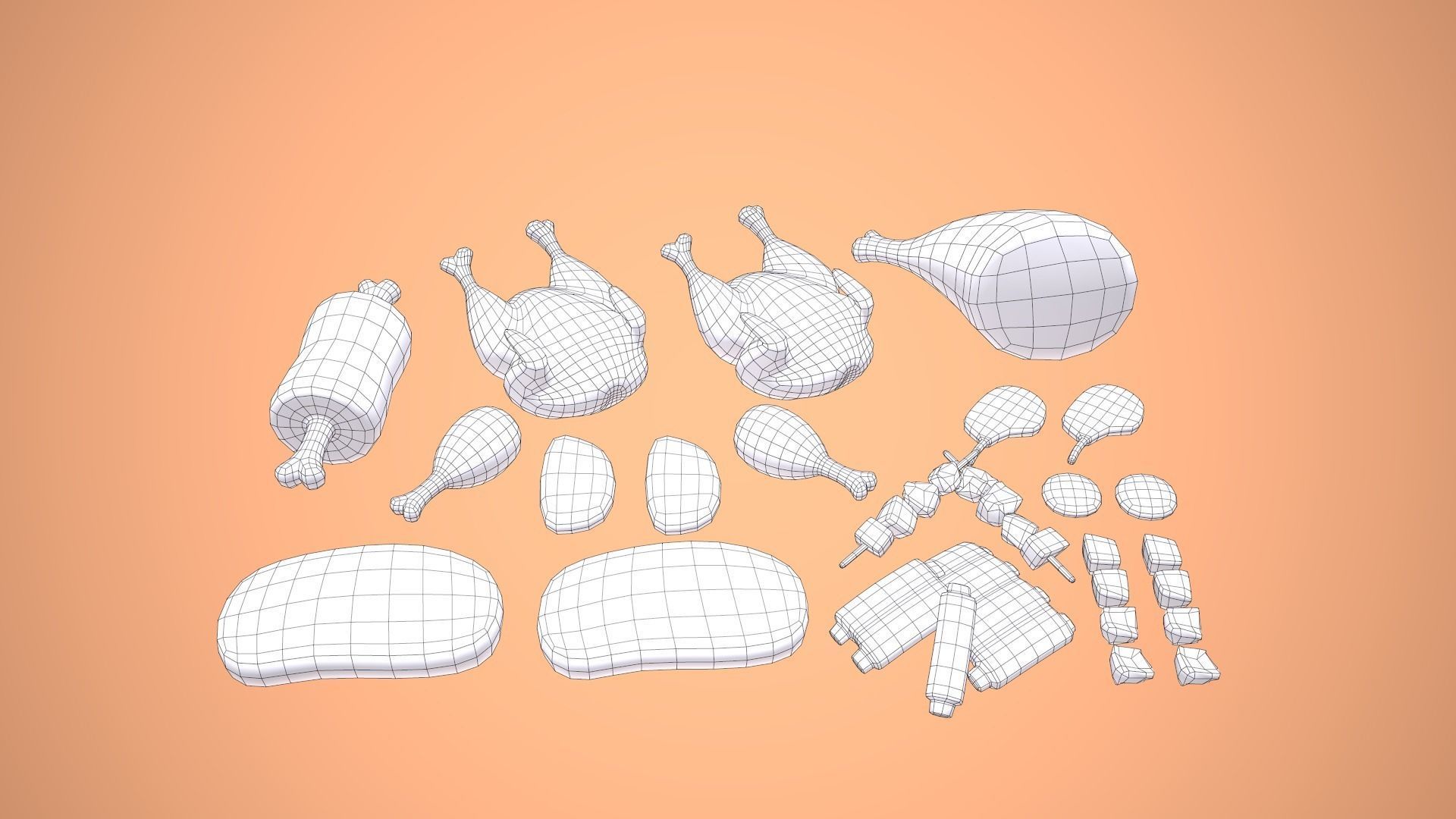 3D model Meat - Stylized Food Pack VR / AR / low-poly | CGTrader