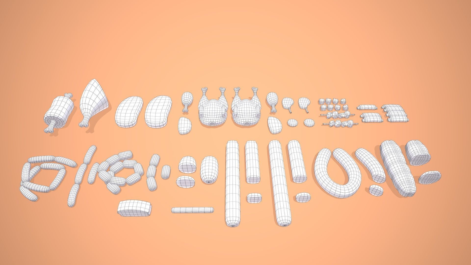 3D model Meat - Stylized Food Pack VR / AR / low-poly | CGTrader