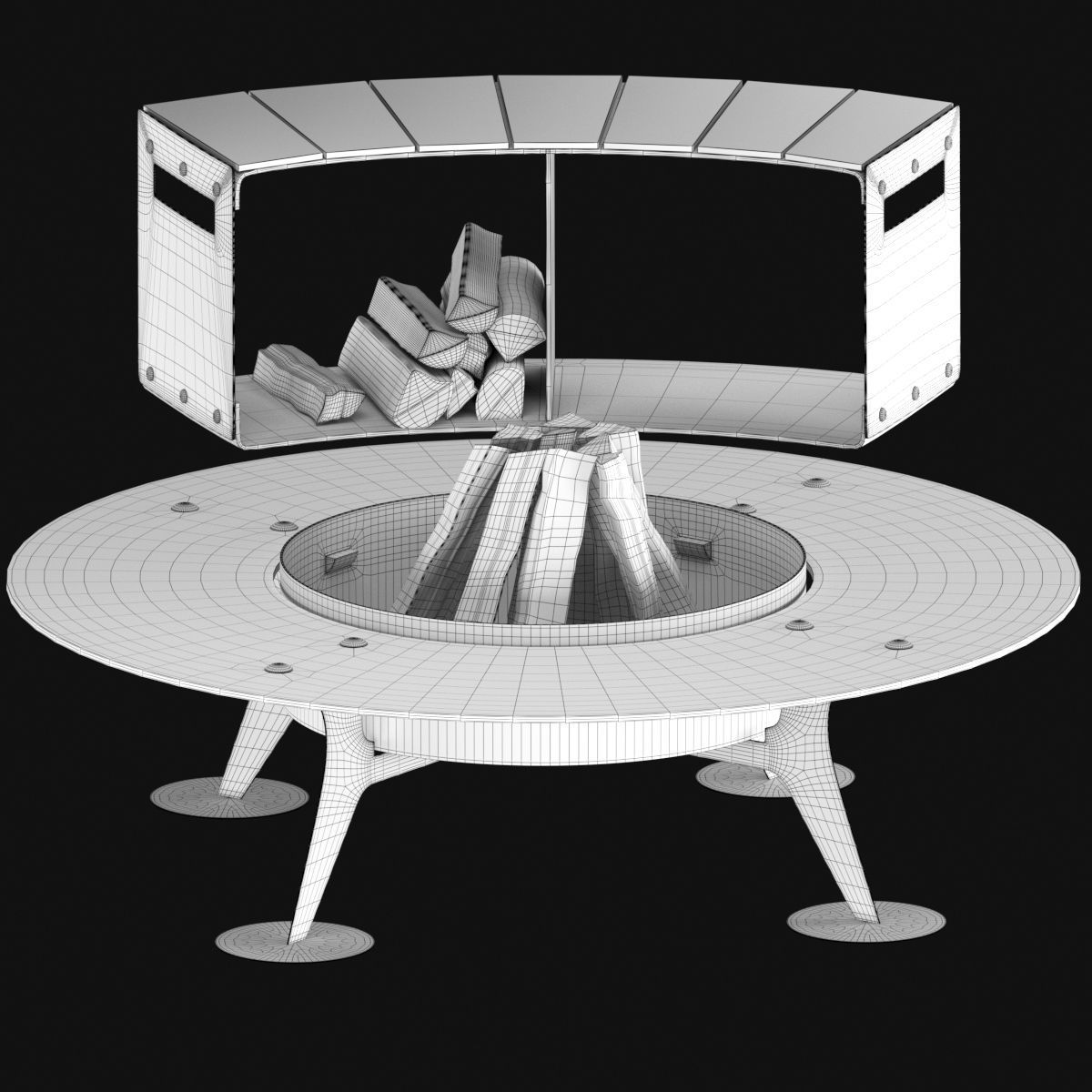 BBq 1 fire pit with logs on top 3D model | CGTrader
