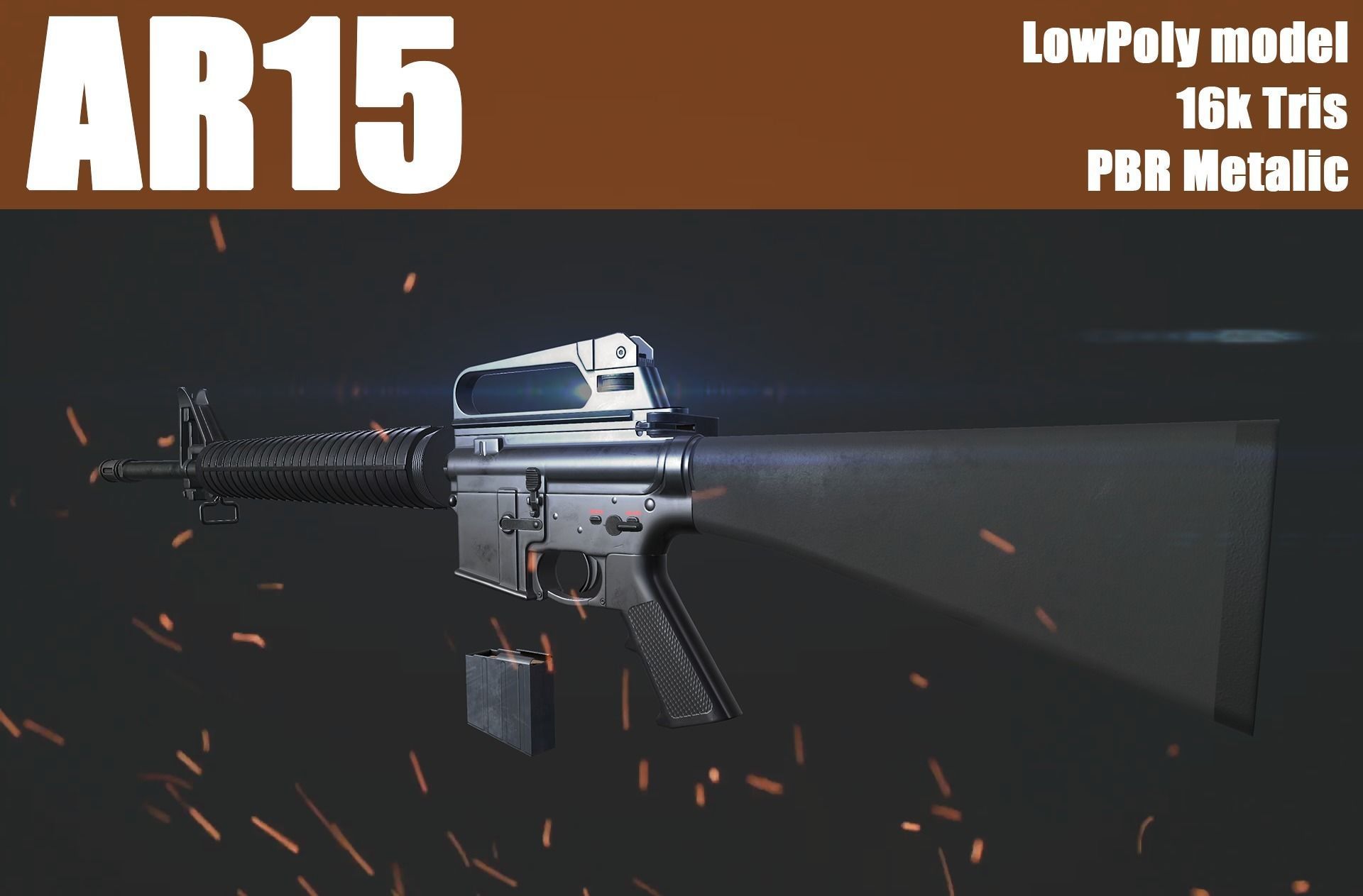 3D model AR 15 LowPoly Game Ready Model PBR Metalic VR / AR / low-poly ...
