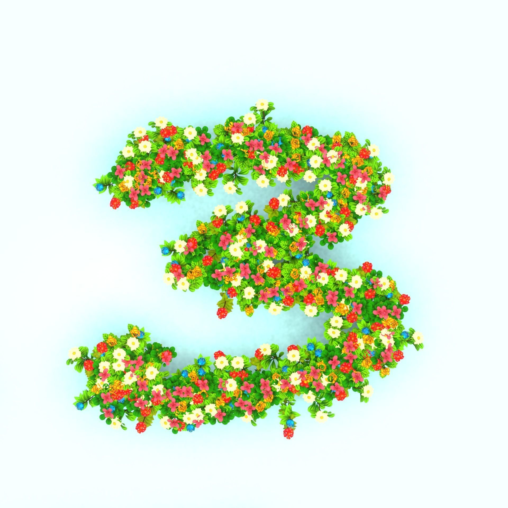 NUMBERS 1 2 3 4 5 number one made of flowers 3D model | CGTrader