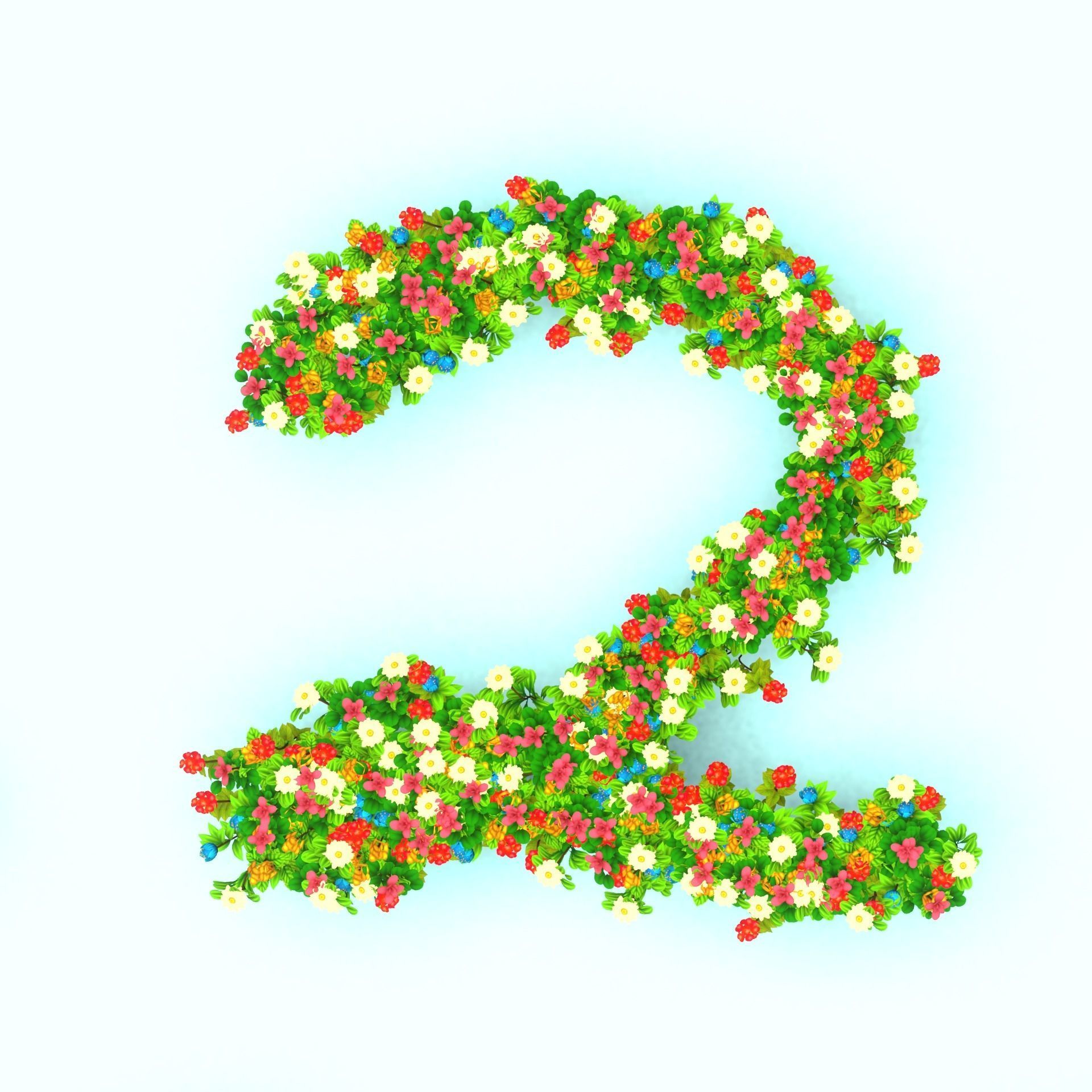 NUMBERS 1 2 3 4 5 number one made of flowers 3D model | CGTrader