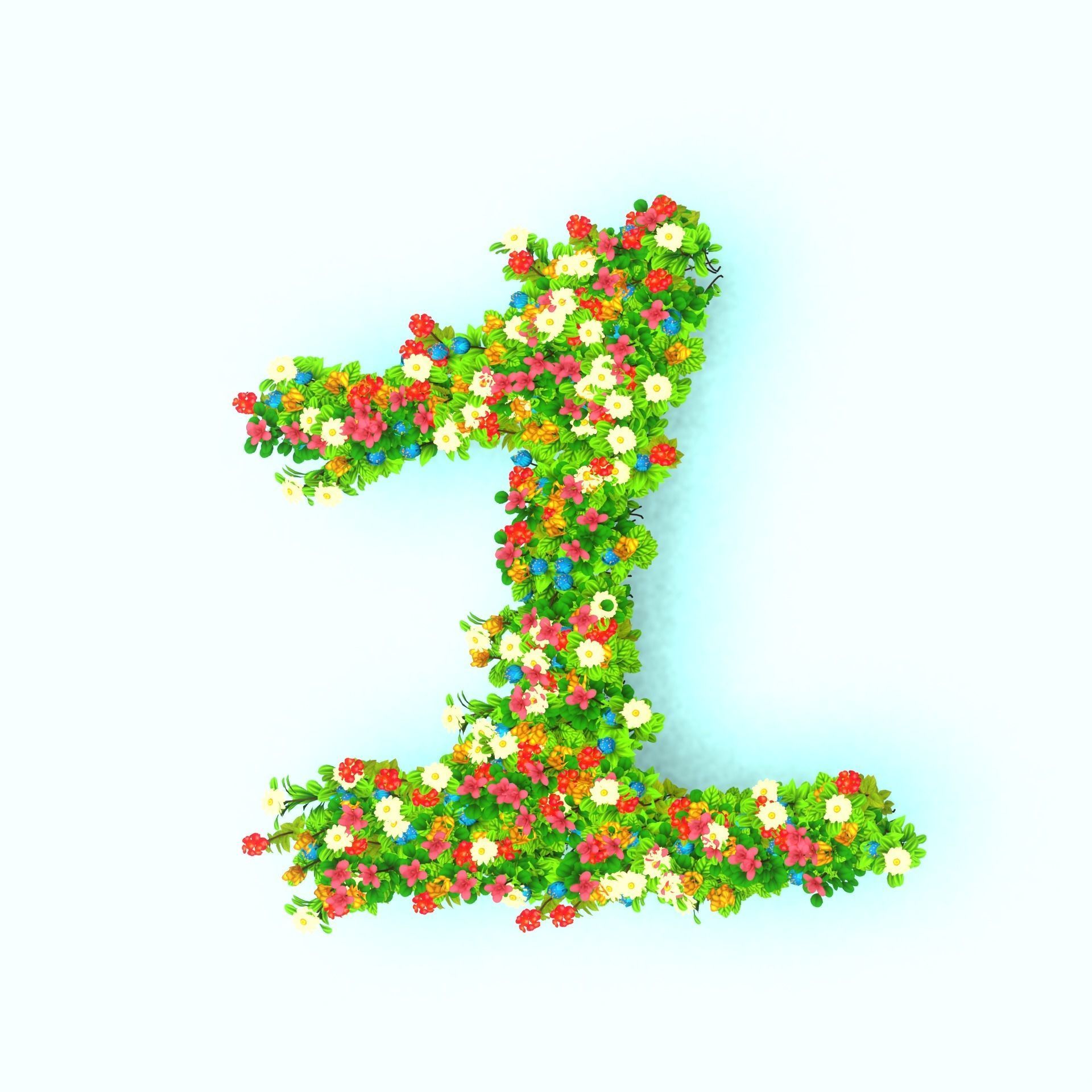 NUMBERS 1 2 3 4 5 number one made of flowers 3D model | CGTrader