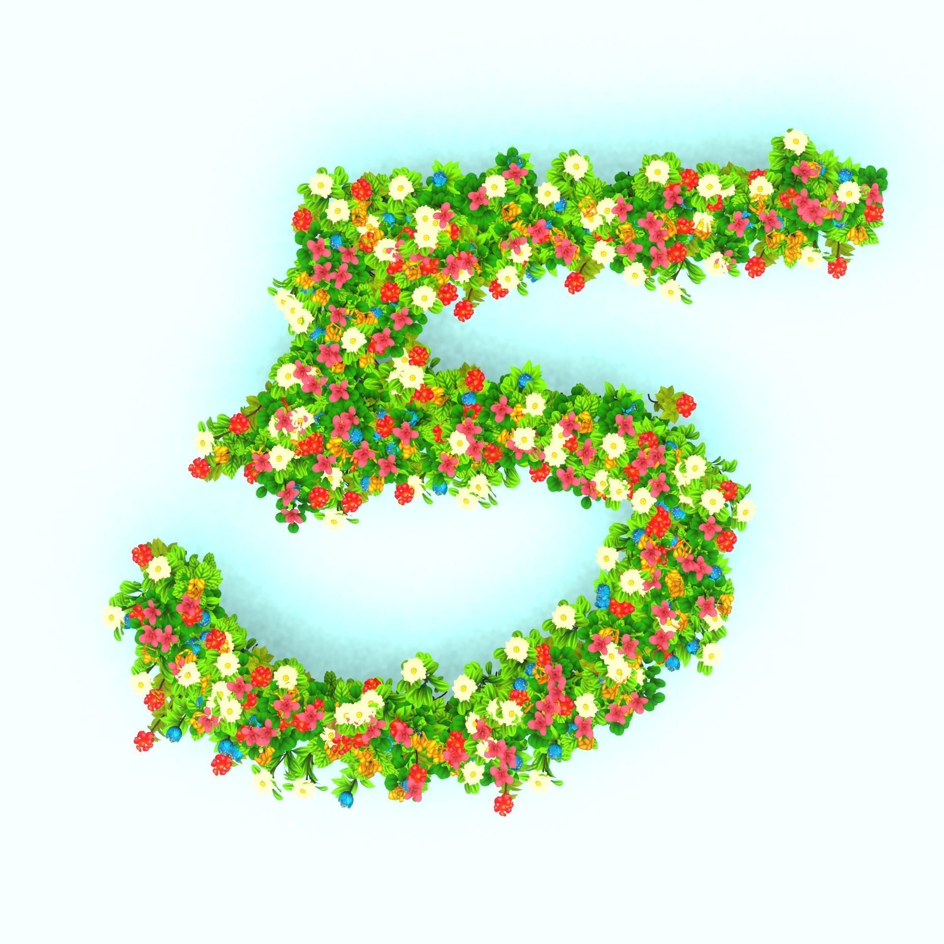 NUMBERS 1 2 3 4 5 number one made of flowers 3D model | CGTrader