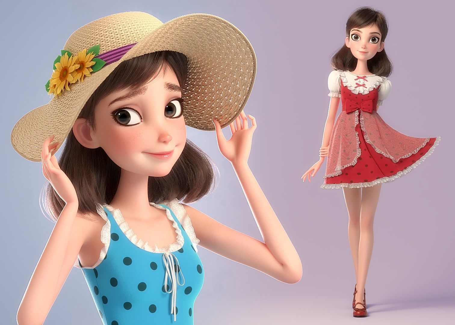Cartoon Girl Rigged 3D model rigged | CGTrader