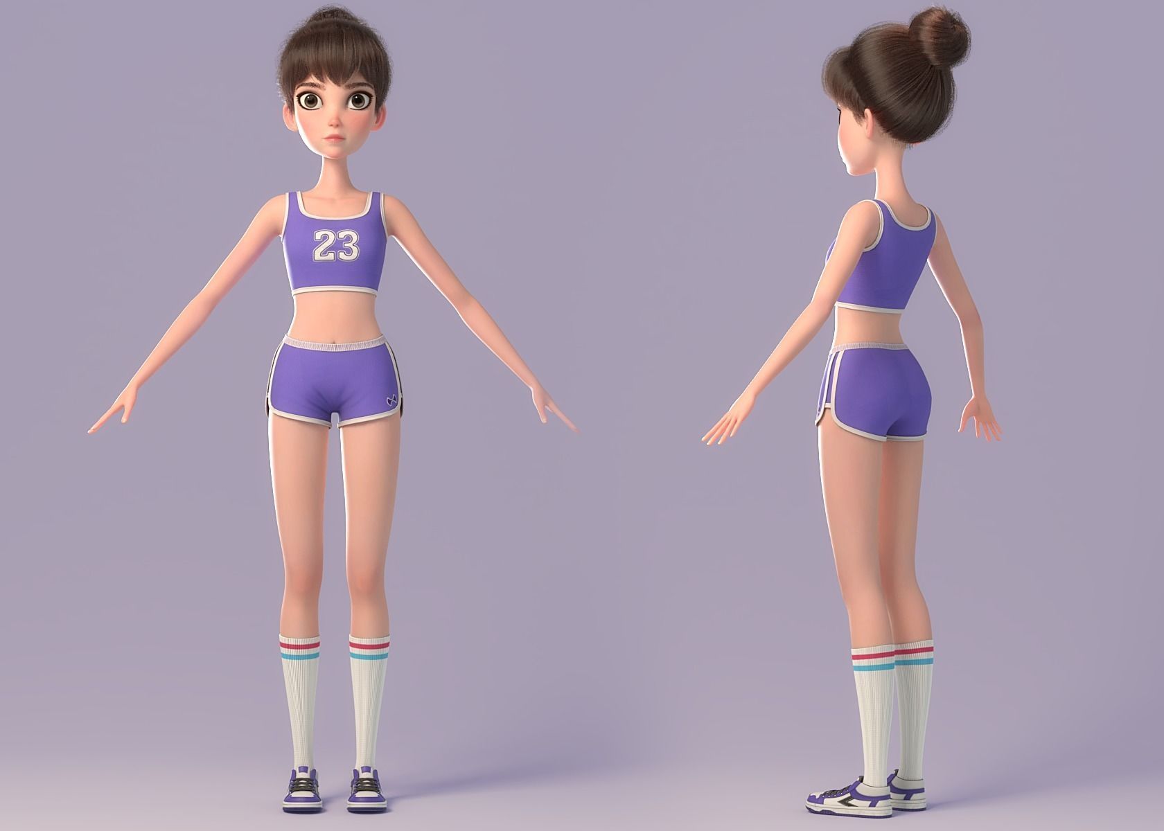 Cartoon Girl Rigged 3D model rigged | CGTrader