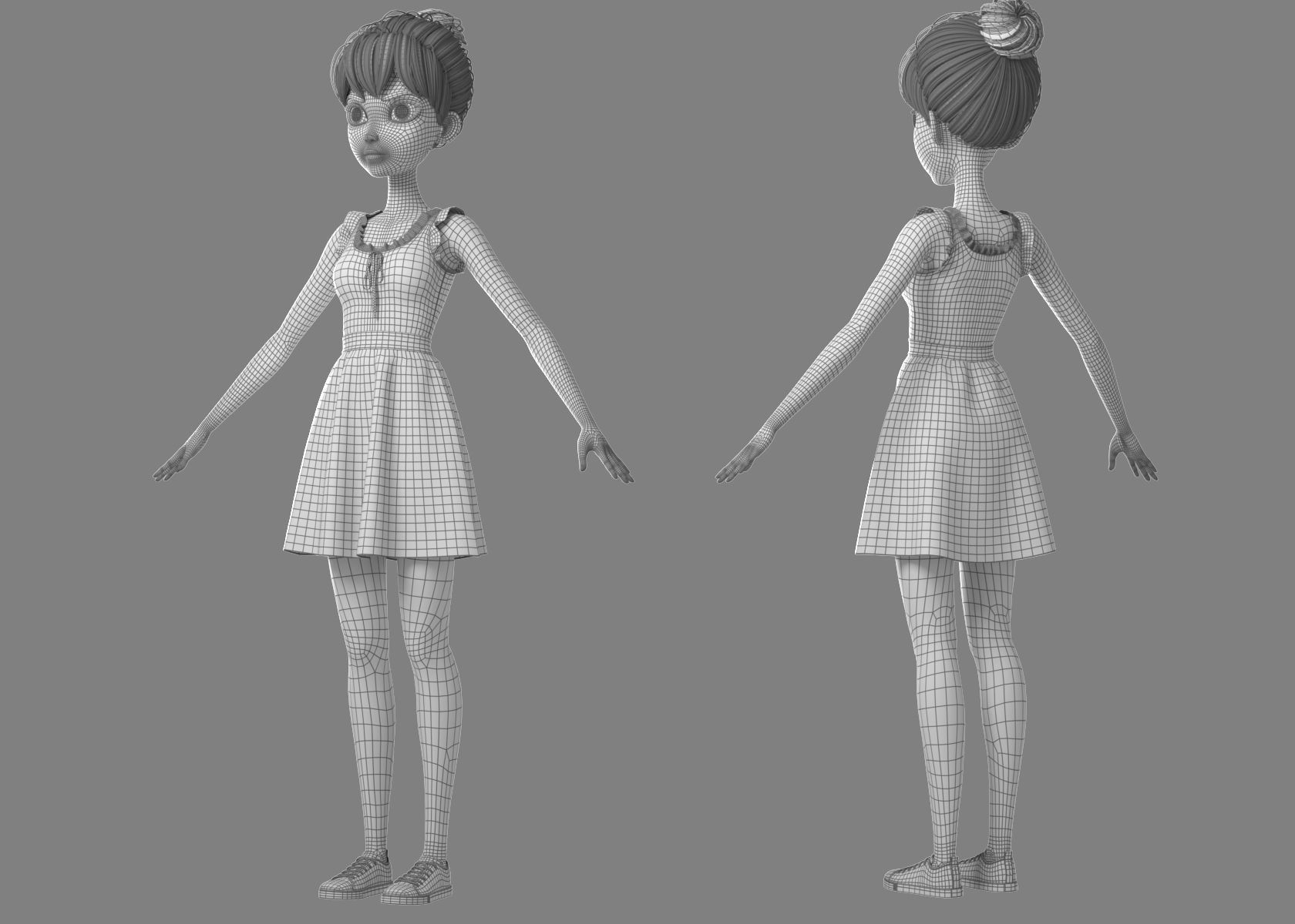 Cartoon Girl Rigged 3D model rigged | CGTrader