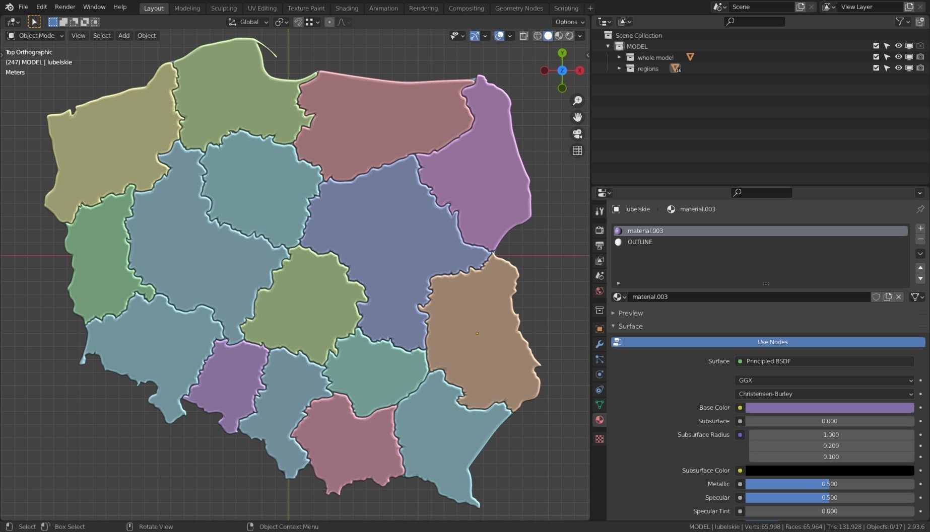 3D model POLAND POLITICAL MAP LAYOUT VR / AR / low-poly | CGTrader