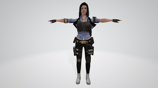 Riot Model woman 3D model animated rigged | CGTrader