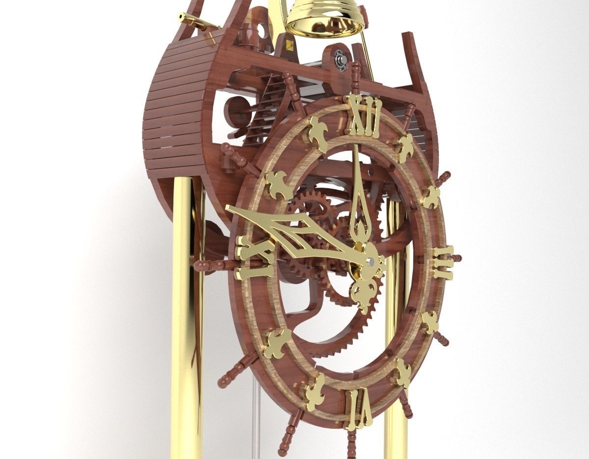 Electro mechanical marine themed wooden clock 3D model | CGTrader
