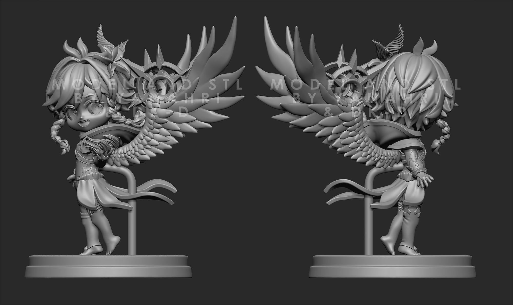Genshin Impact Archon Venti Chibi with Plain Base 3D model 3D printable ...