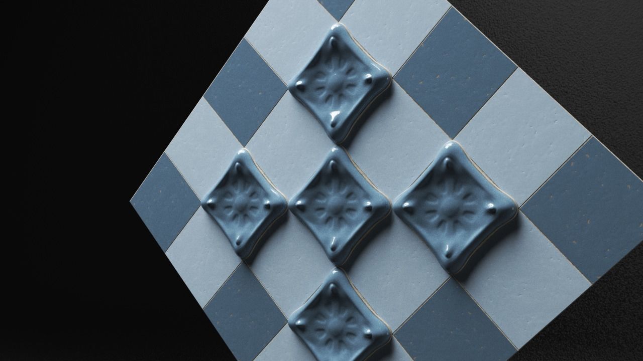 Ceramic blue tile - Casa Batllo - Gaudi 3D model | CGTrader
