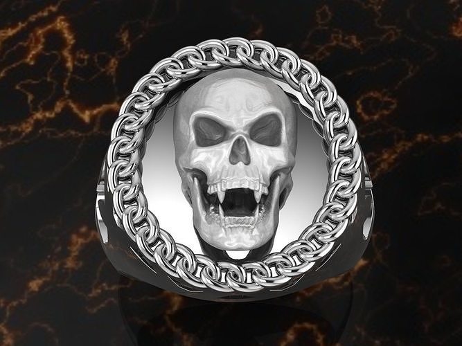 Chains skull ring 3D model 3D printable | CGTrader
