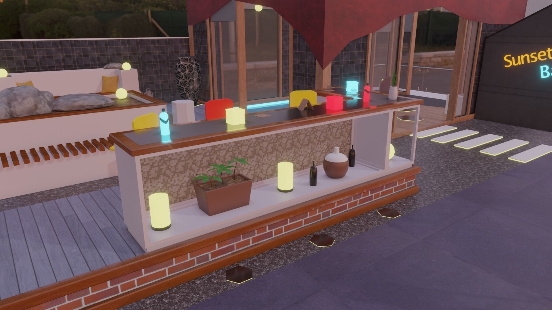 3D model Metaverse Rooftop Bar VR / AR / low-poly | CGTrader