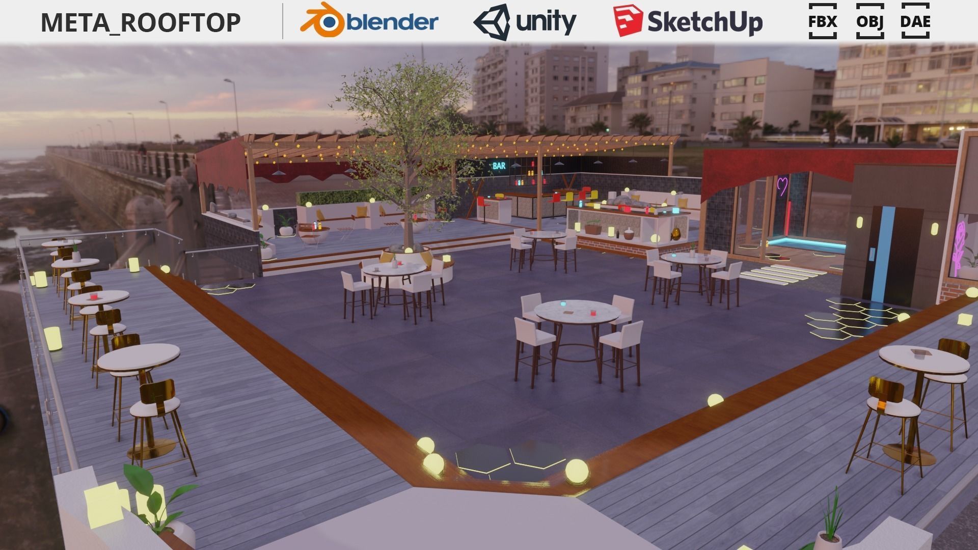 3D model Metaverse Rooftop Bar VR / AR / low-poly | CGTrader