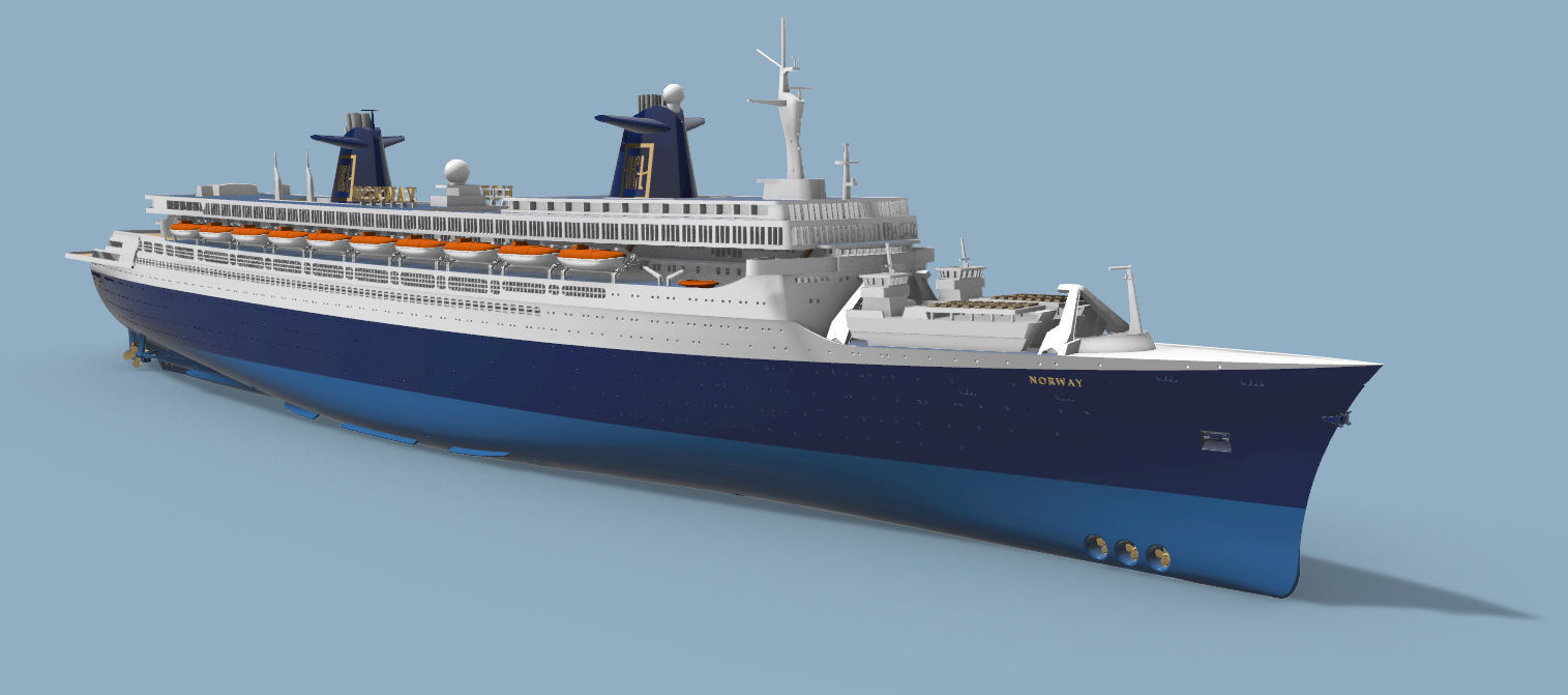 SS NORWAY cruise ship - final years version - full and waterline 3D ...
