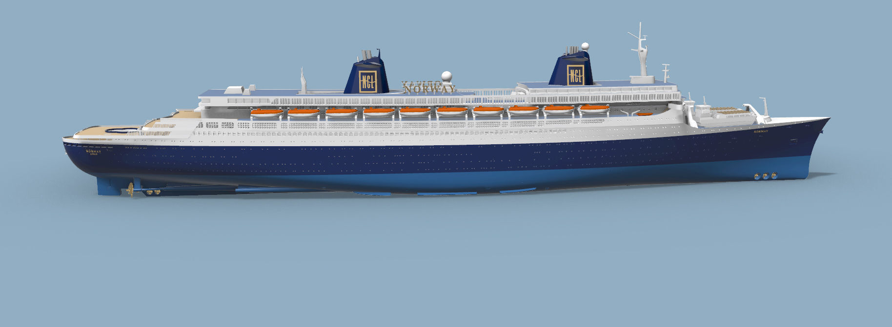 SS NORWAY cruise ship - final years version - full and waterline 3D ...